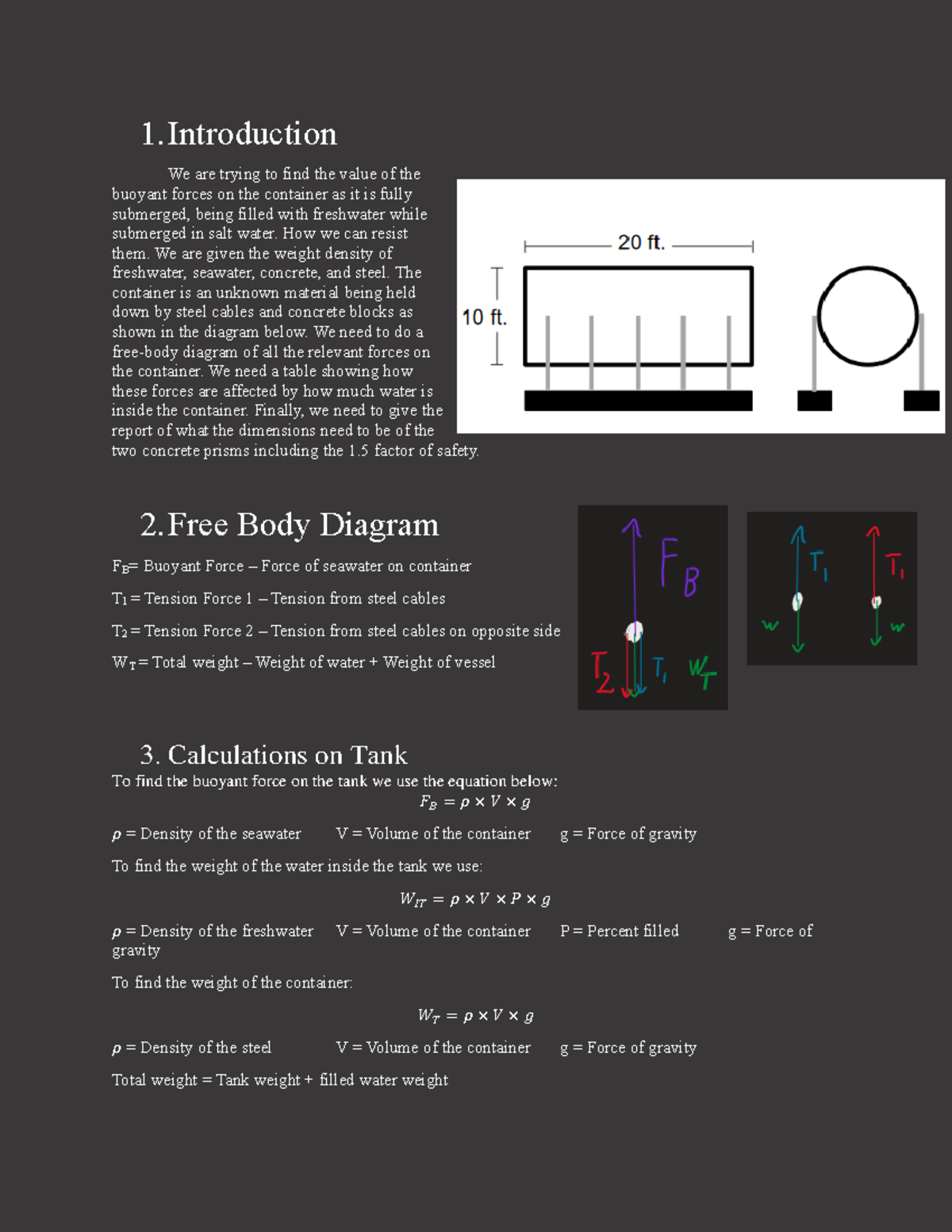CAEE 203 Lab Report: Buoyant Forces on Submerged Container - Studocu