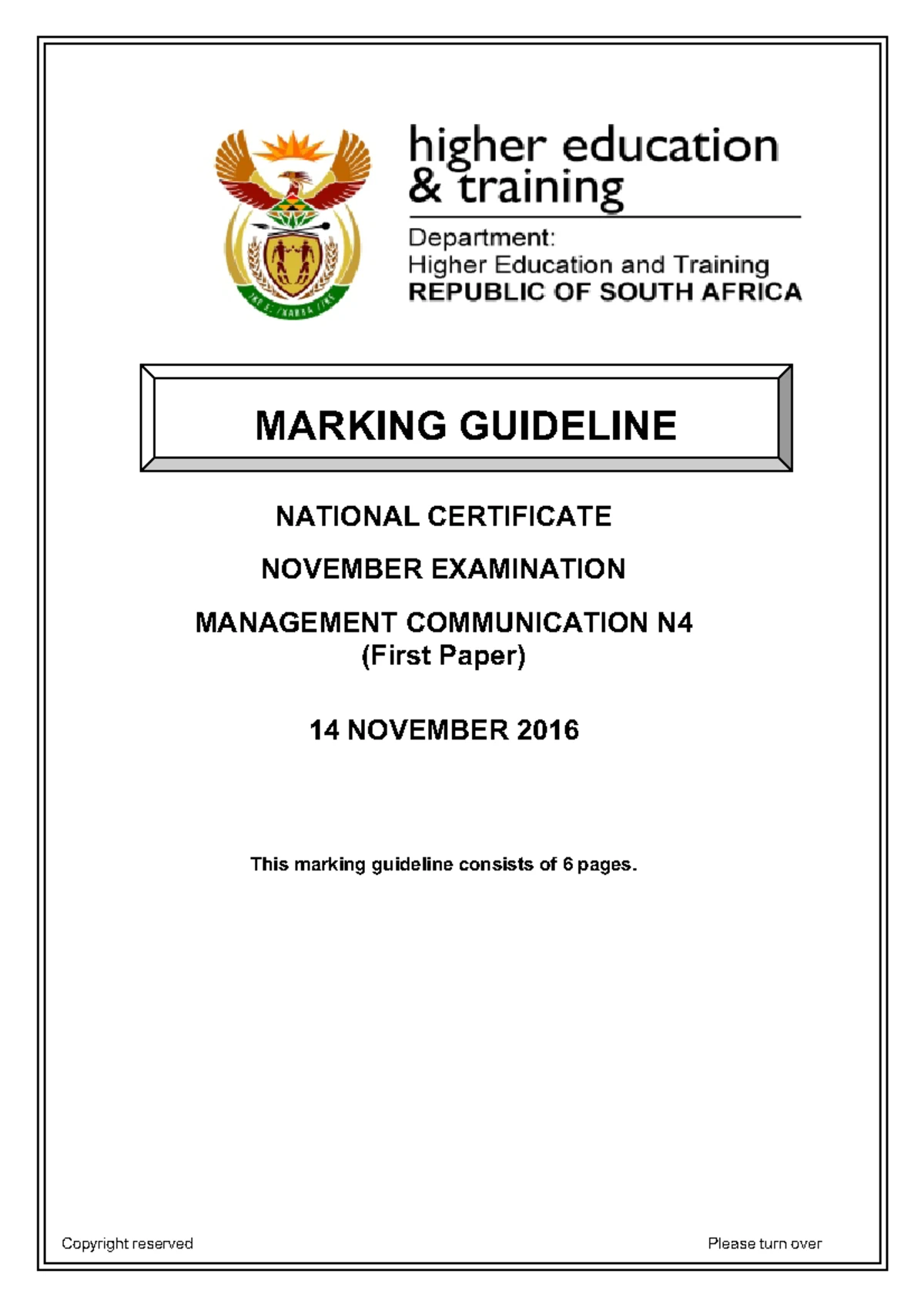 N1030 - Management Communication N4 P2 MEMO NOV 2019 - NATIONAL ...