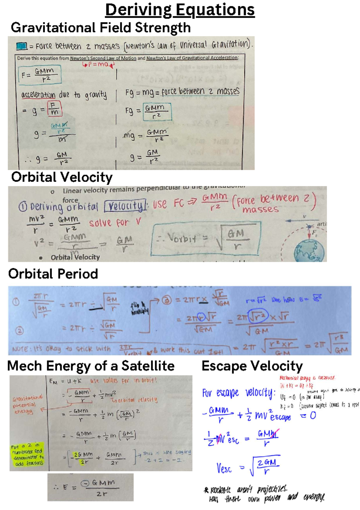 Deriving Equations - N/A - Deriving Equations Gravitational Field ...