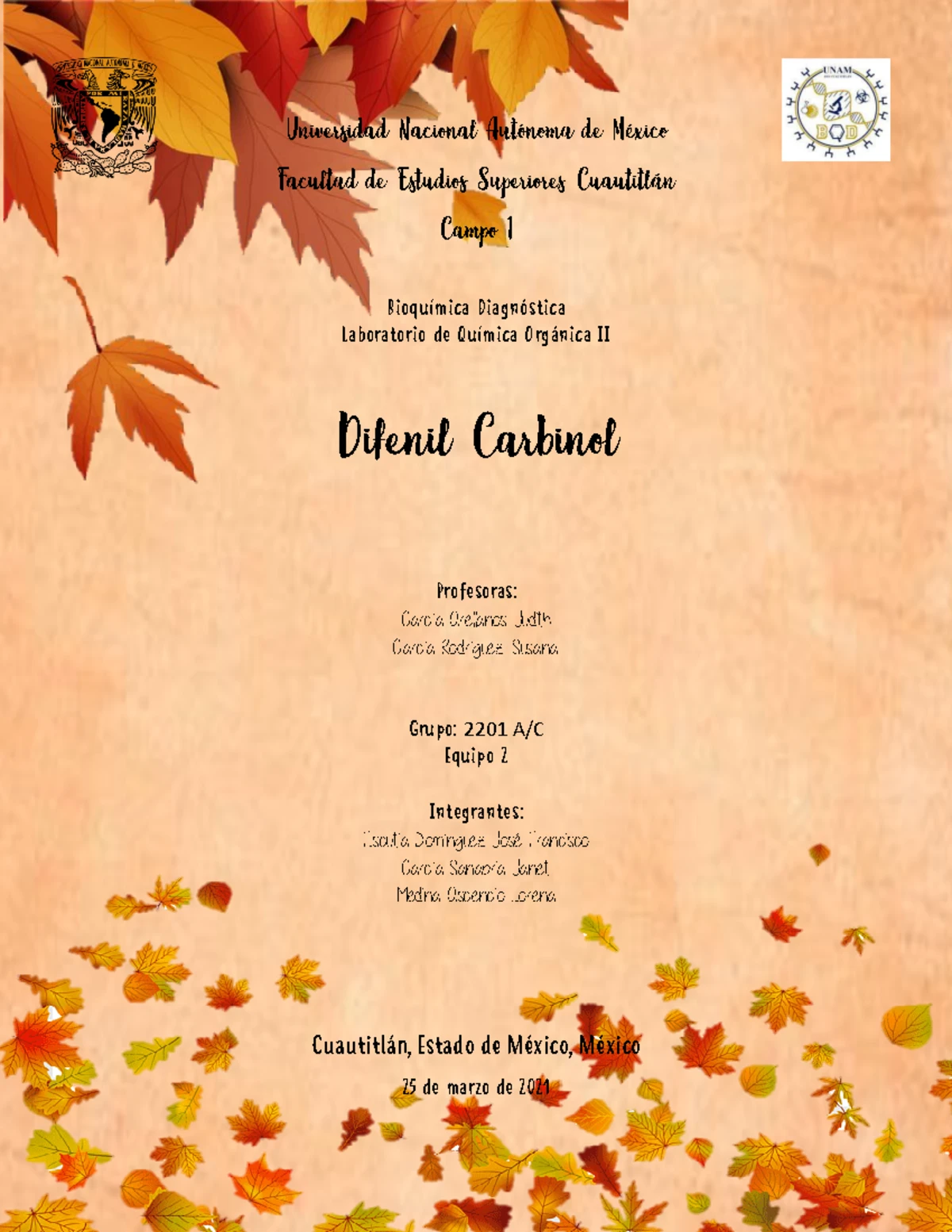 Difenil Carbinol - Bioquímica Diagnóstica Laboratorio de Química ...