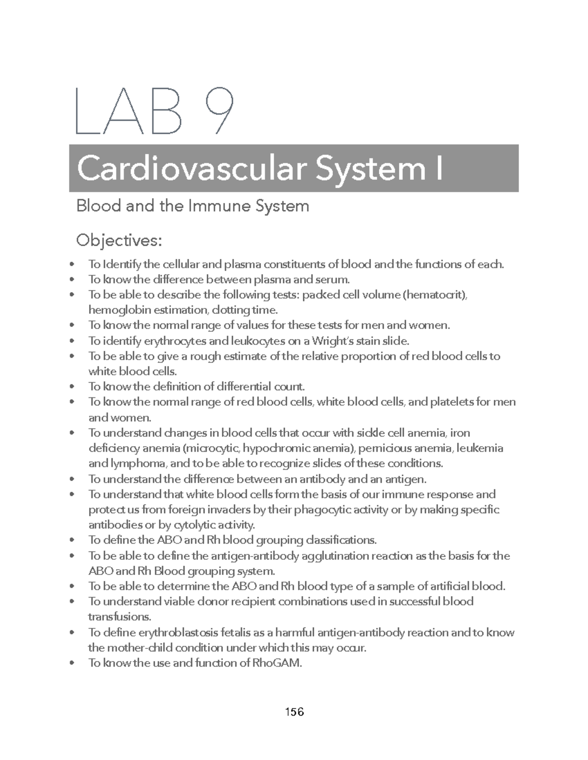 Lab Manual - Lab 9: Cardiovascular System & Blood Testing Techniques ...