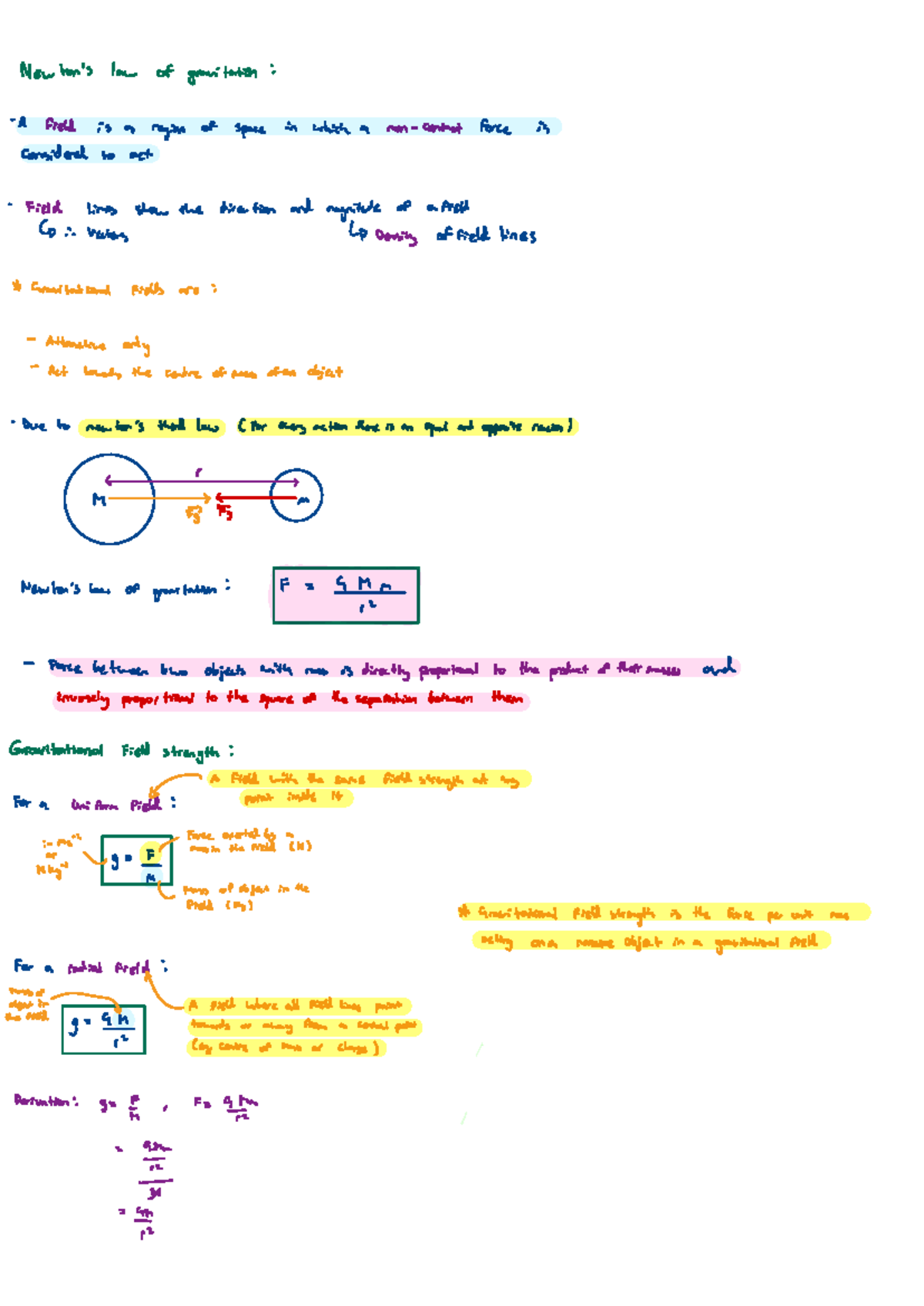 Gravitational Fields - AQA Physics Summary Notes - Studocu