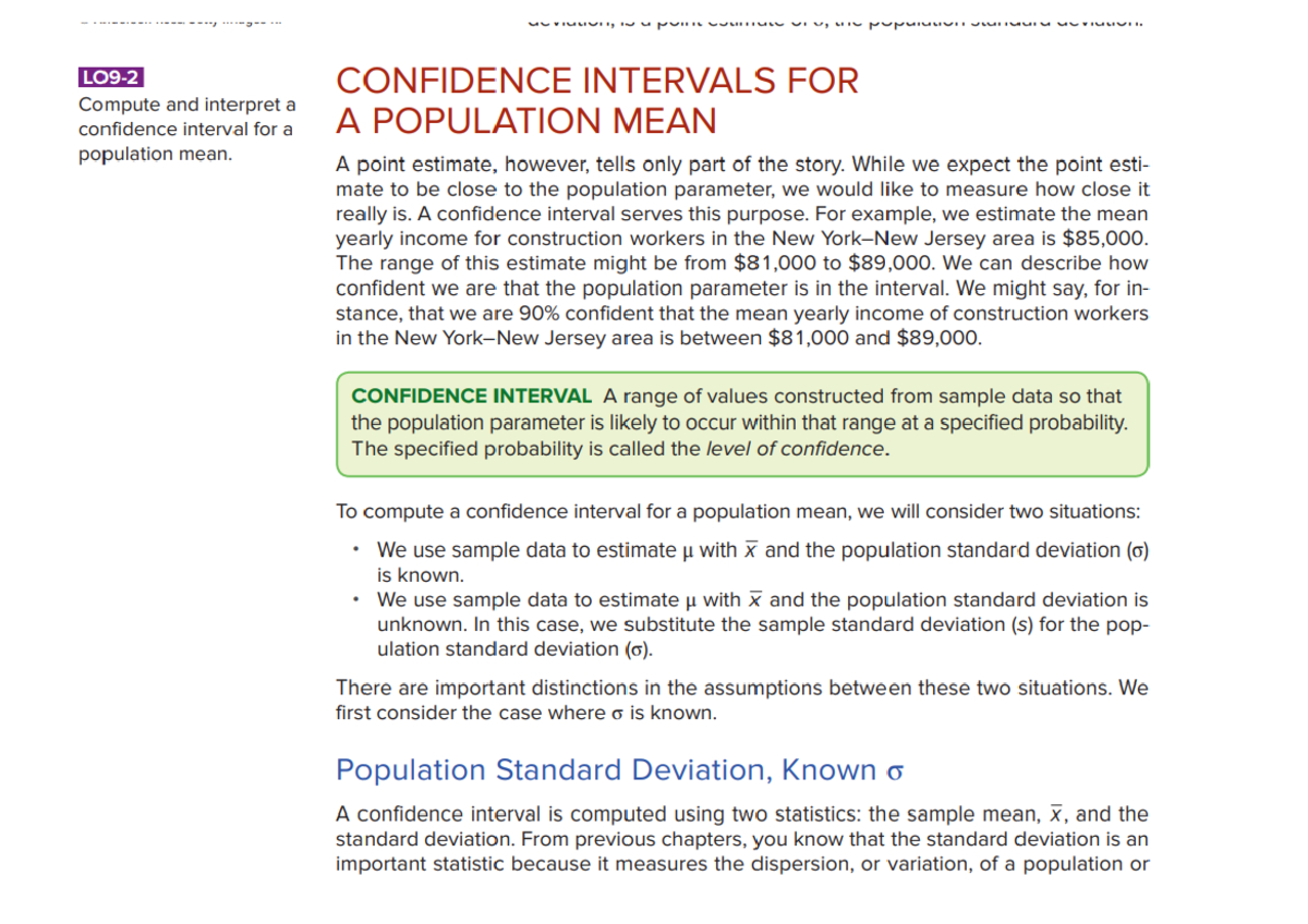 CONFIDENCE INTERVALS FOR A POPULATION MEAN: COMPUTATION & INTERPRETATION - Studocu