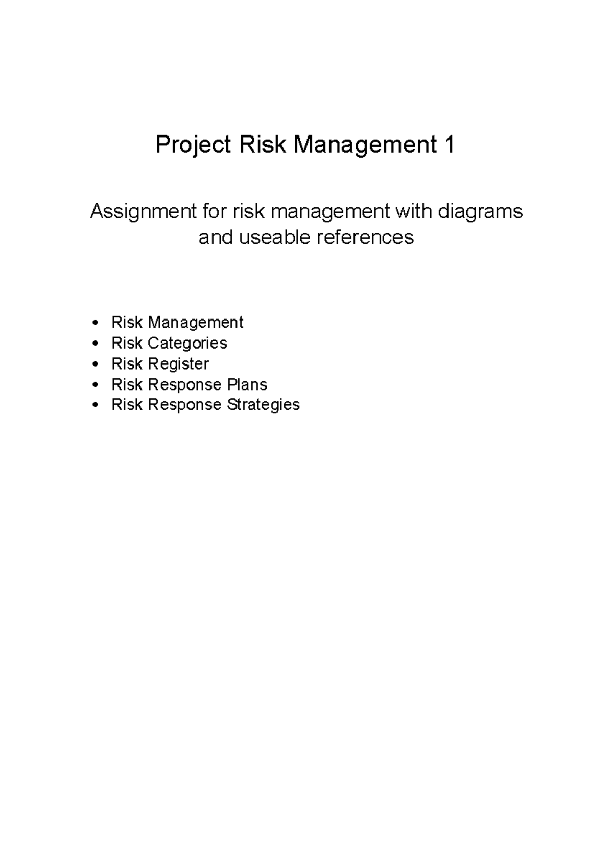 Project Risk Management 1: Comprehensive Assignment Answer Sheet - Studocu