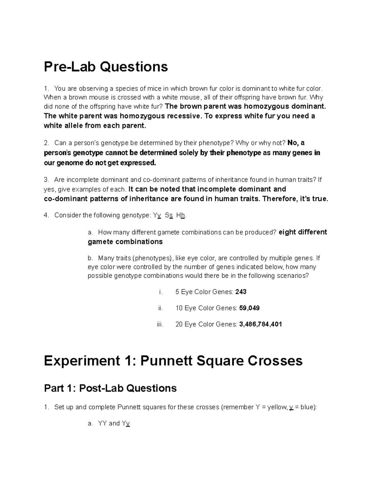 Biology Lab 12: Meiosis and Punnett Square Analysis - Studocu