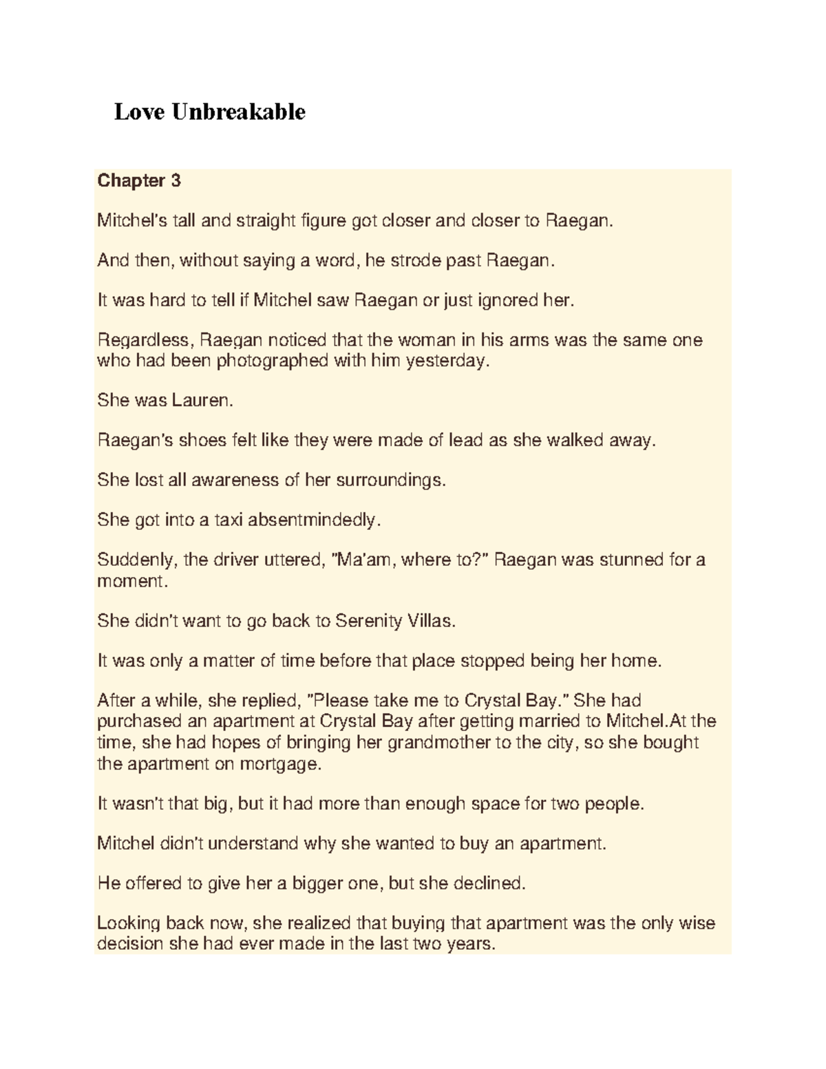 Unbreakable-3 - It a novel - Love Unbreakable Chapter 3 Mitchel's tall ...