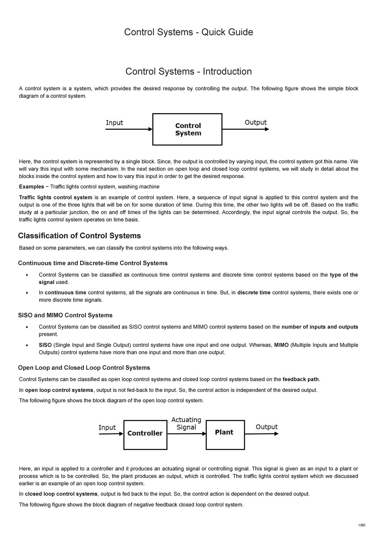 Control Systems pdf - 1/ Control Systems - Quick Guide Control Systems ...