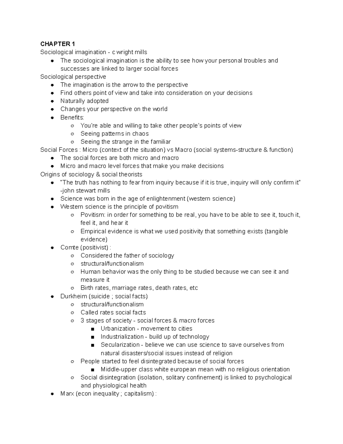 Sociology 101: Exam 1 Study Guide for Key Concepts & Theories - Studocu