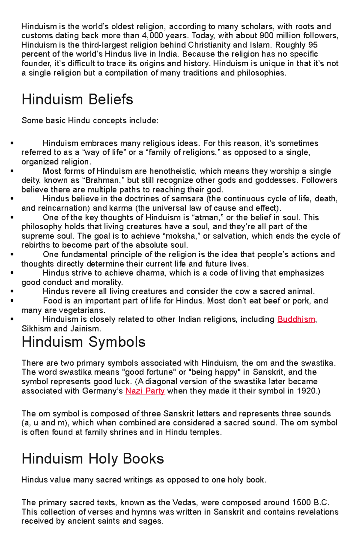 Hinduism - Lecture notes 3 - Hinduism is the world’s oldest religion ...
