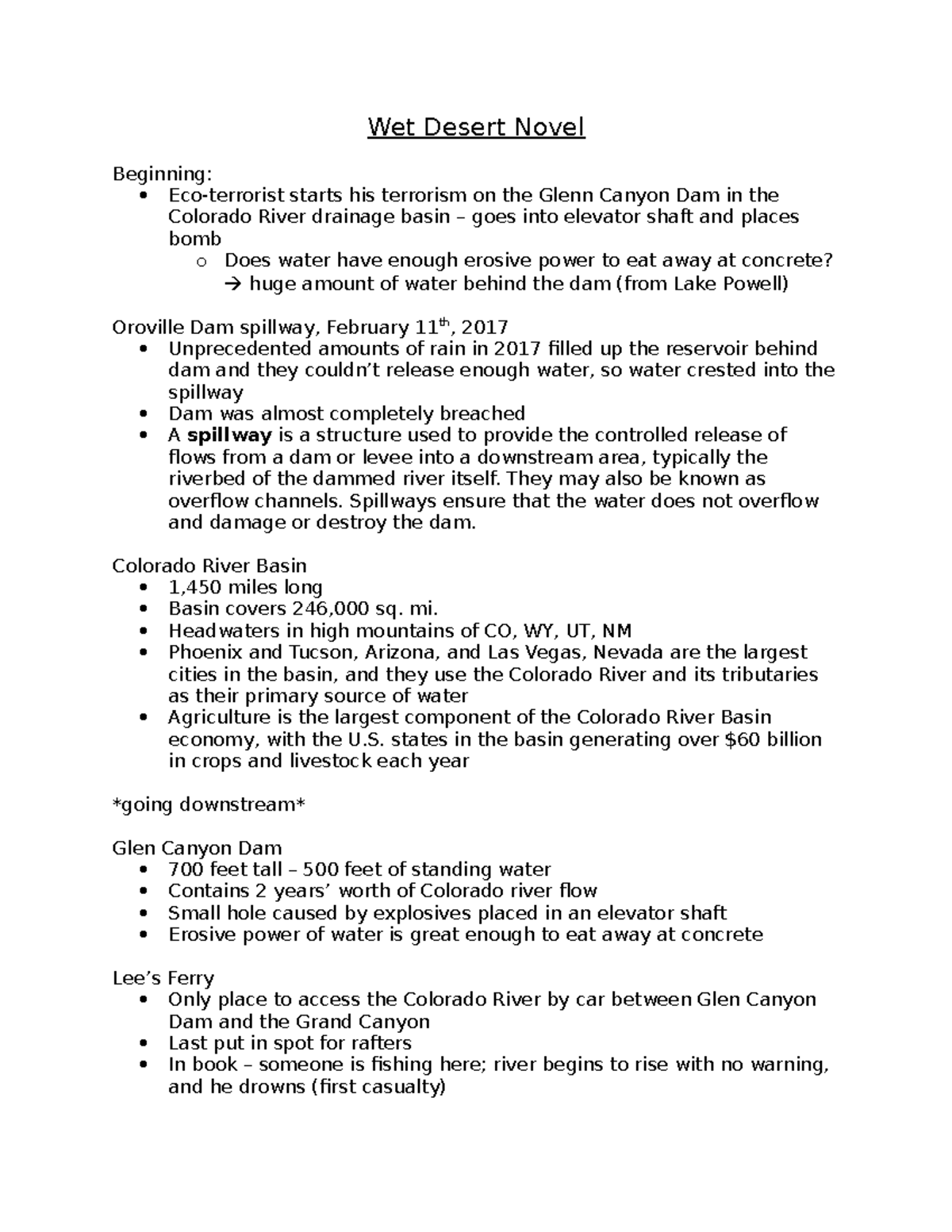 Wet Desert Novel - Key Concepts & Insights Lecture Notes - Studocu