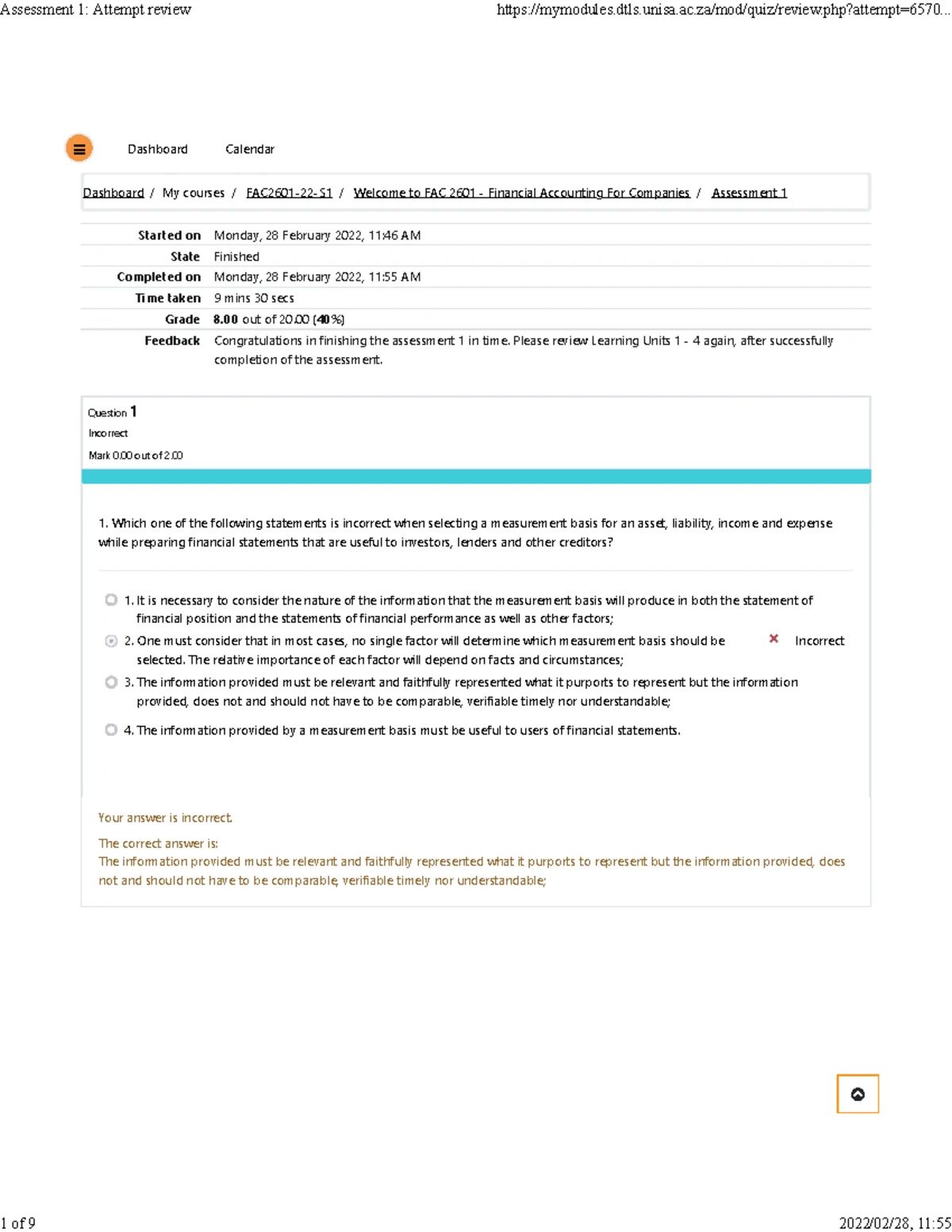 FAC2601 Assessment 1 S1 2023 - Assessment 01/1/ Financial Accounting for Companies FAC Semester ...