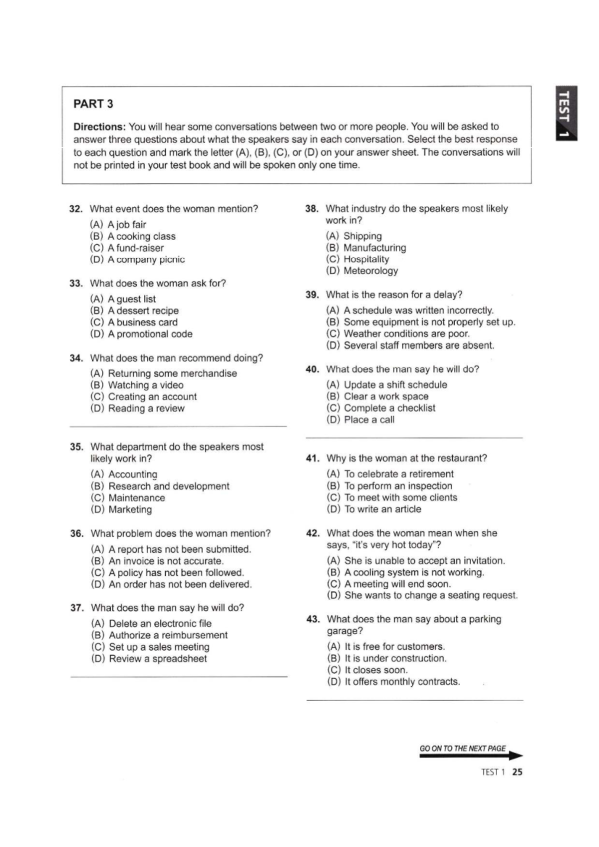 TOEIC Listening Test Part 3: Conversations and Questions - Studocu
