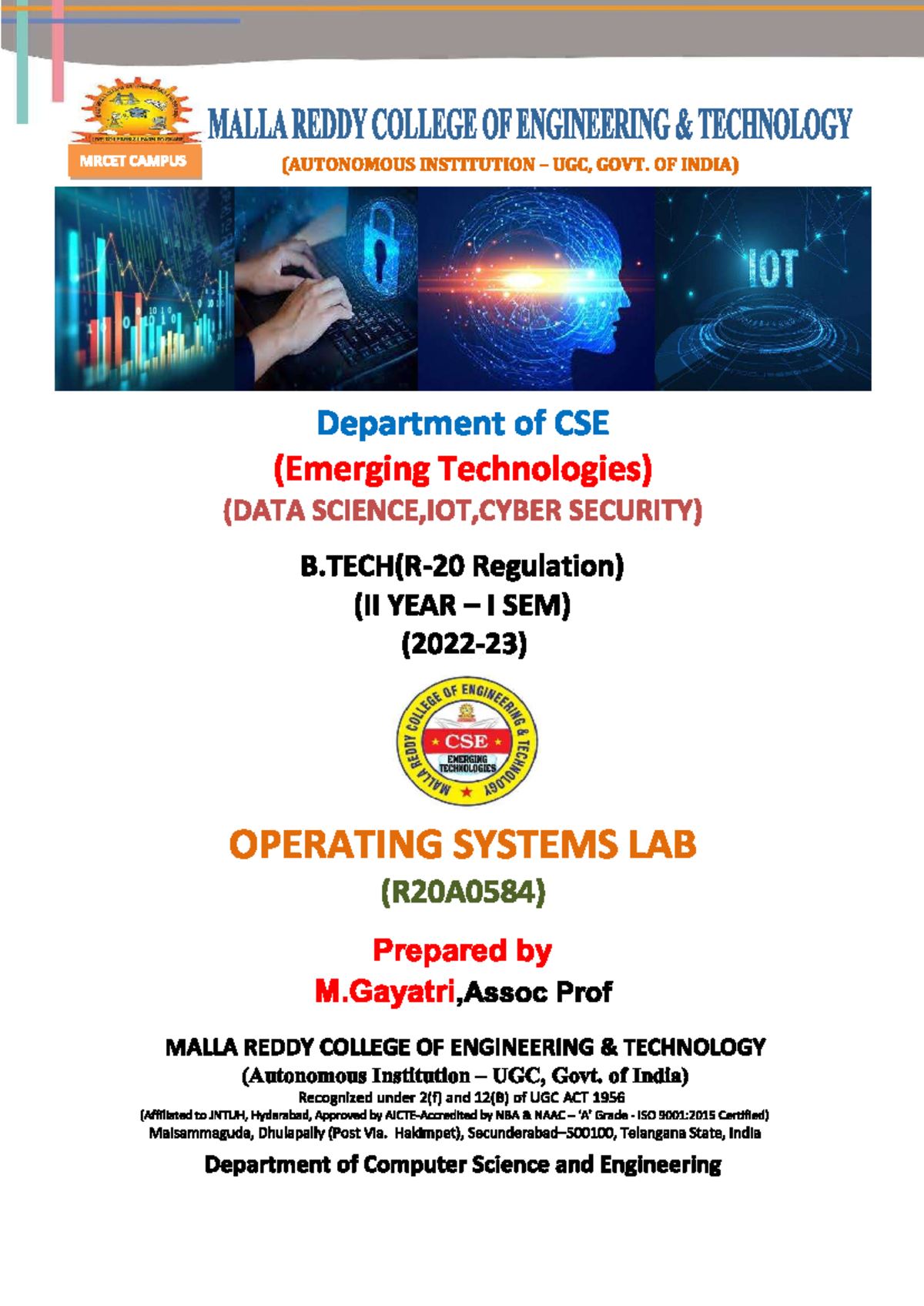 Lab Manual 1: II Year B.Tech CSE (Emerging Technologies) Operating Systems Lab - Studocu