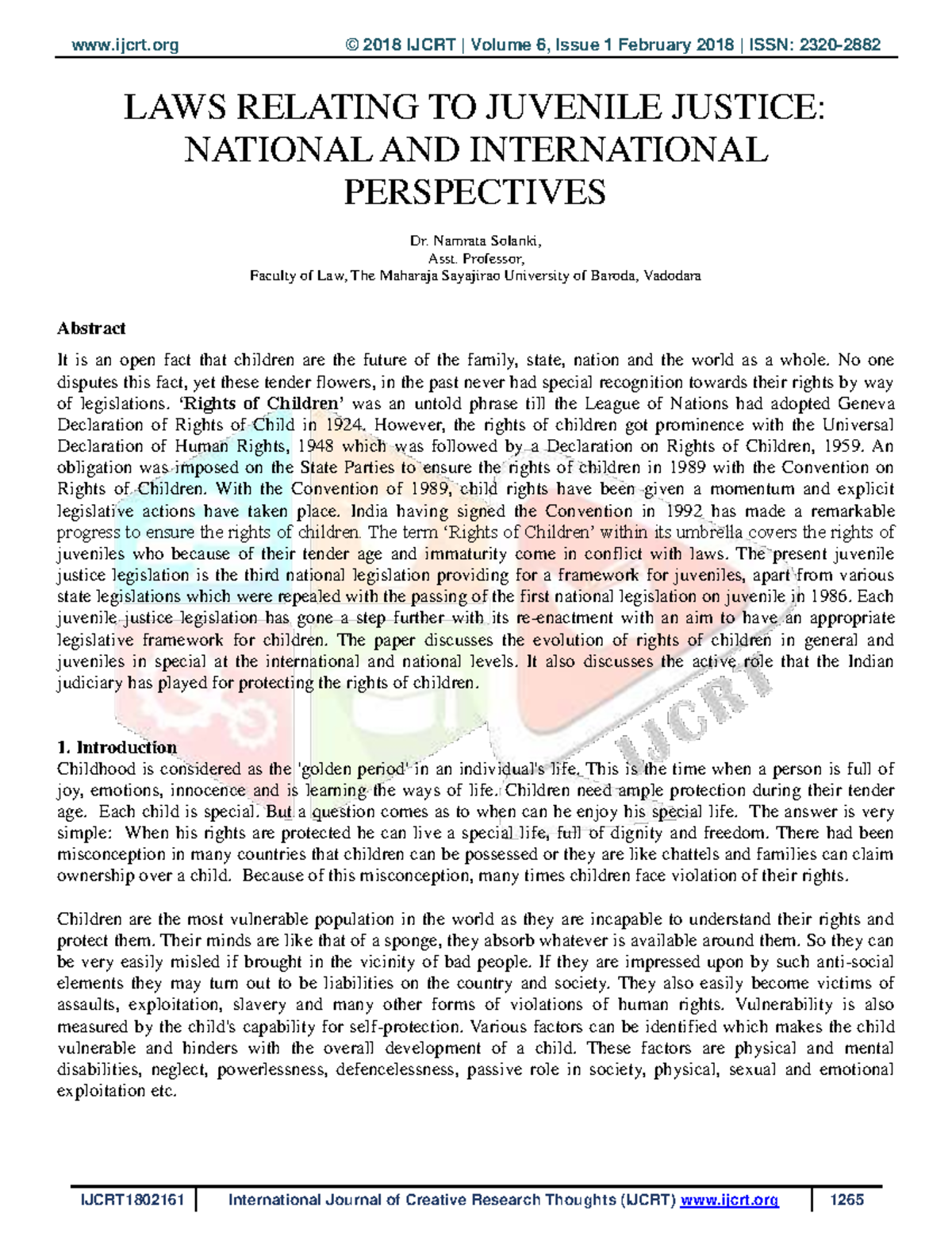 IJCRT1802161: Juvenile Justice Laws in India and Global Perspectives ...