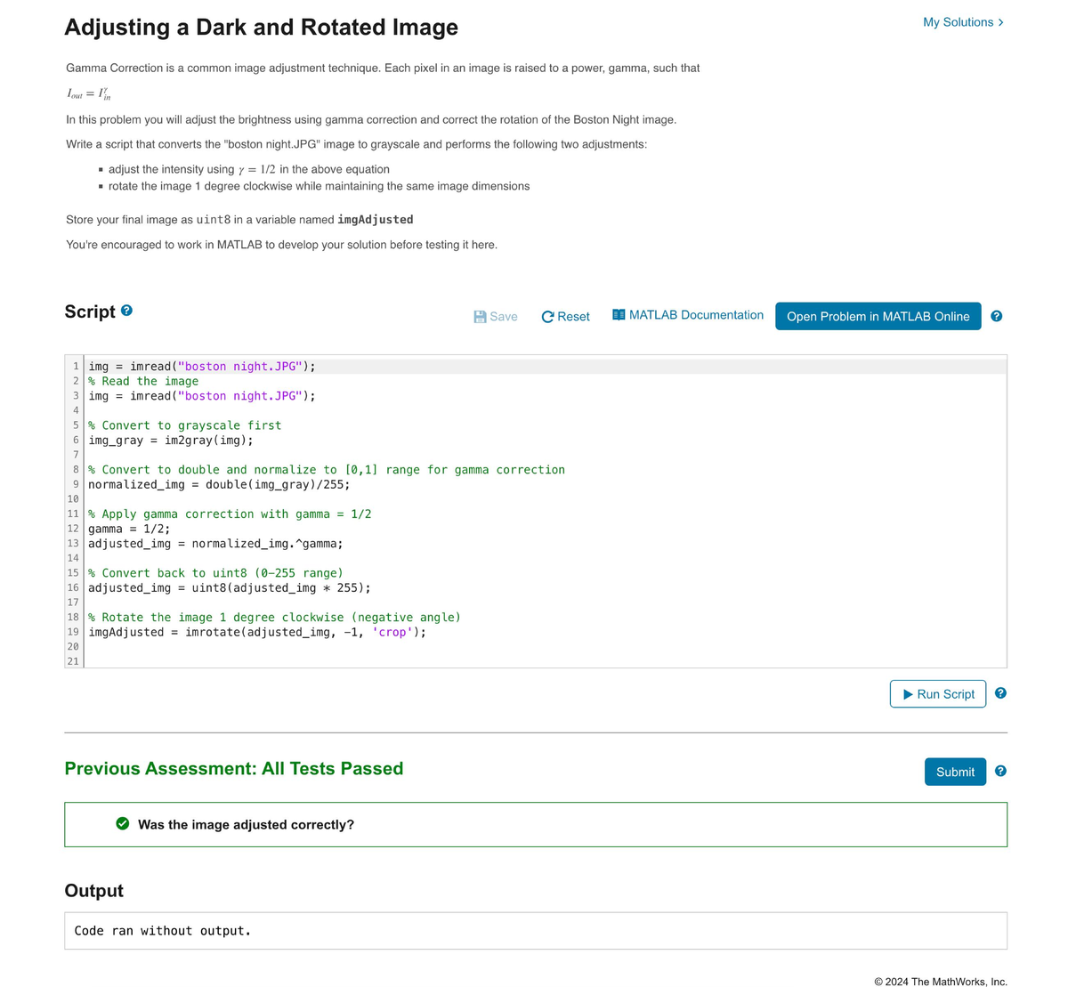 MATLAB Module 2 Final Exam: Image Adjustment and Gamma Correction - Studocu