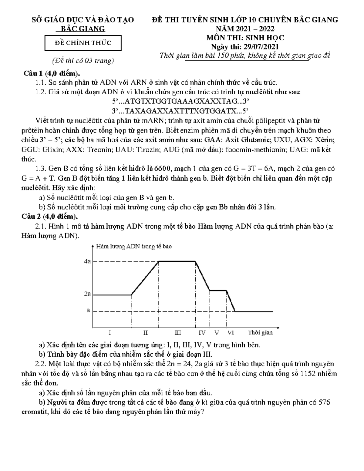 ĐỀ THI TUYỂN SINH LỚP 10 CHUYÊN BẮC GIANG NĂM 2021-2022 - Studocu