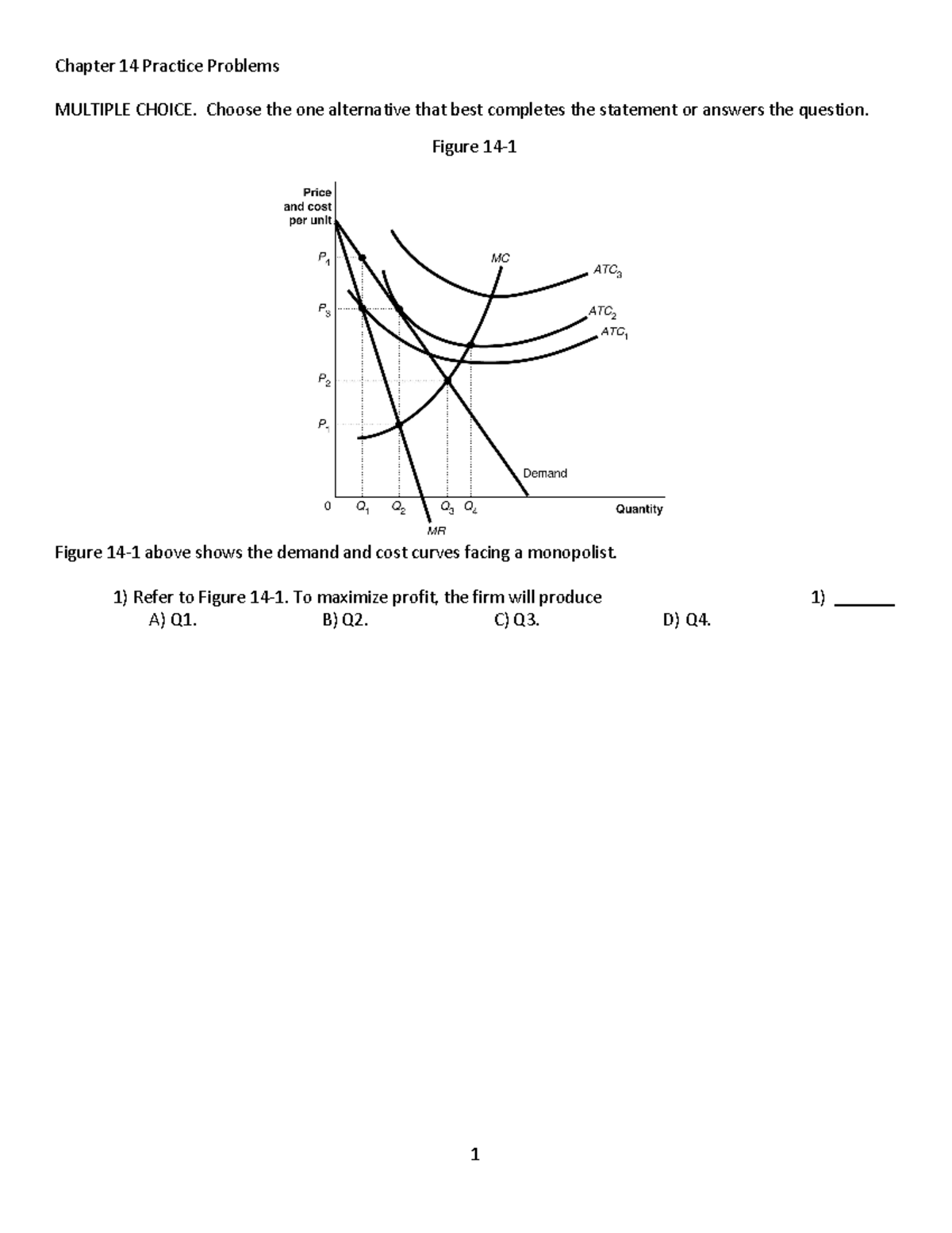 Chapter 14 Practice Problems - Chapter 14 Practice Problems MULTIPLE ...