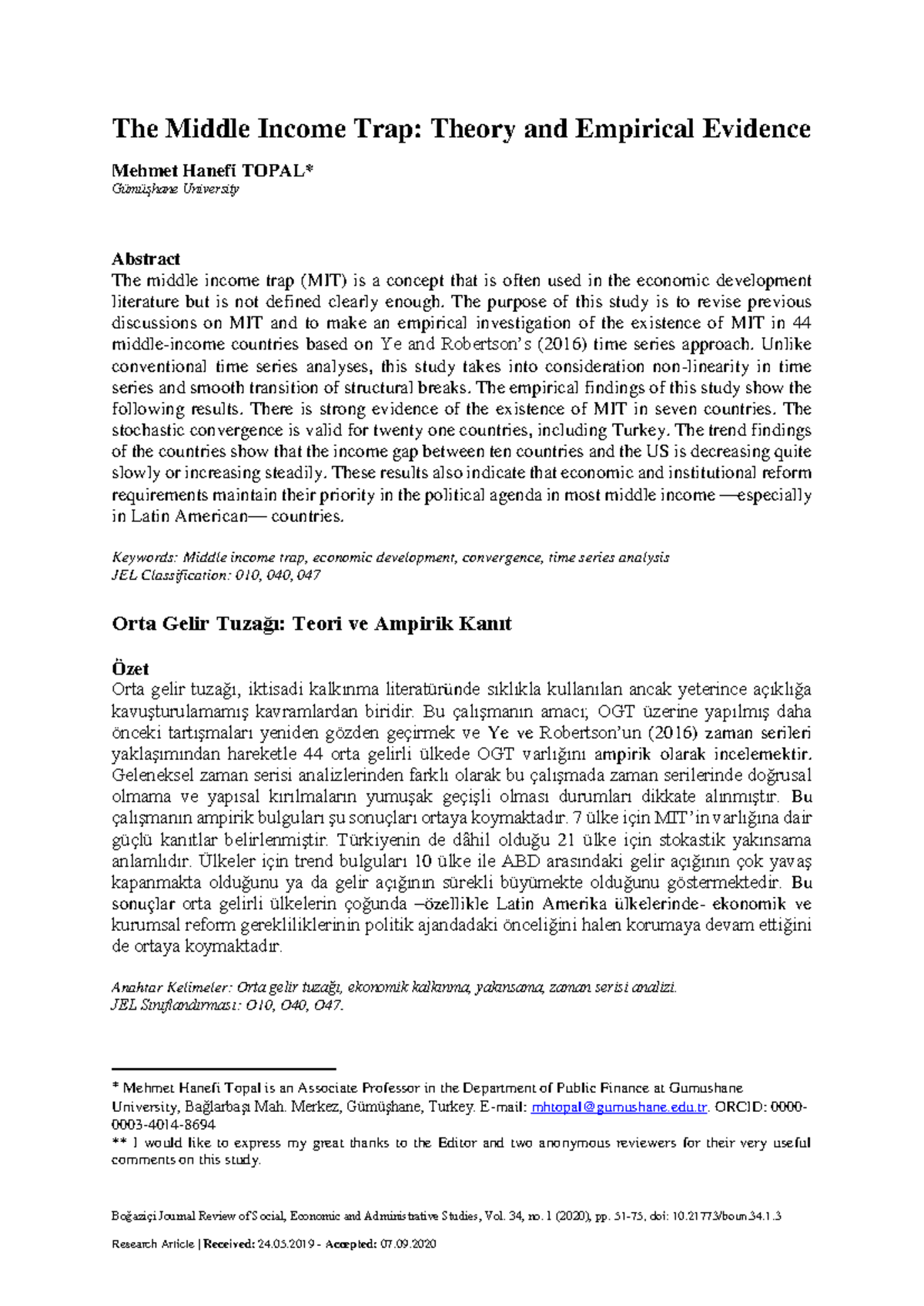 Middle Income Trap Theory and Empirical Evidence: A Review of MIT in 44 ...