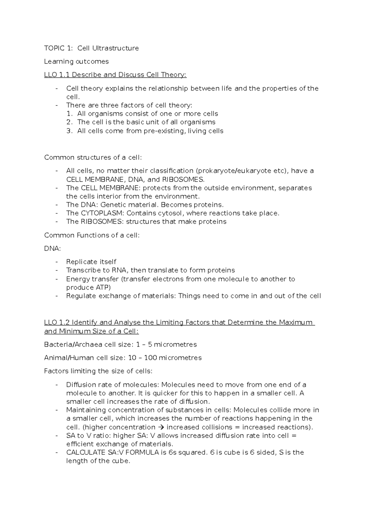 MID-TERM: Cell Ultrastructure and Protein Function Notes - Studocu