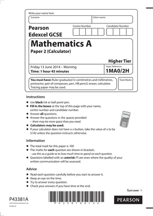 Edexcel GCSE Maths Higher 2017 – Paper 2 Worked Answers - Write your ...
