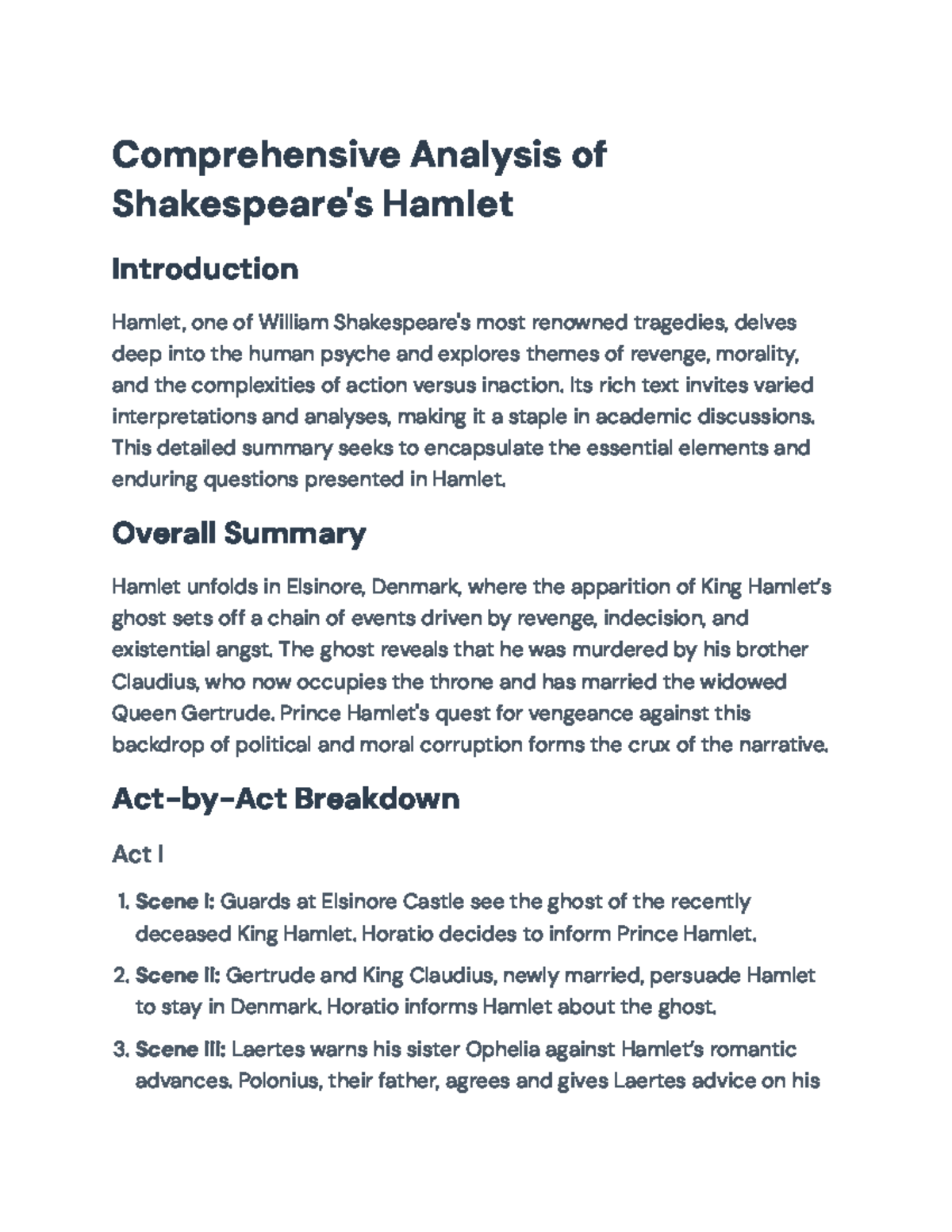 Comprehensive Analysis of Shakespeare's Hamlet: Themes & Characters ...