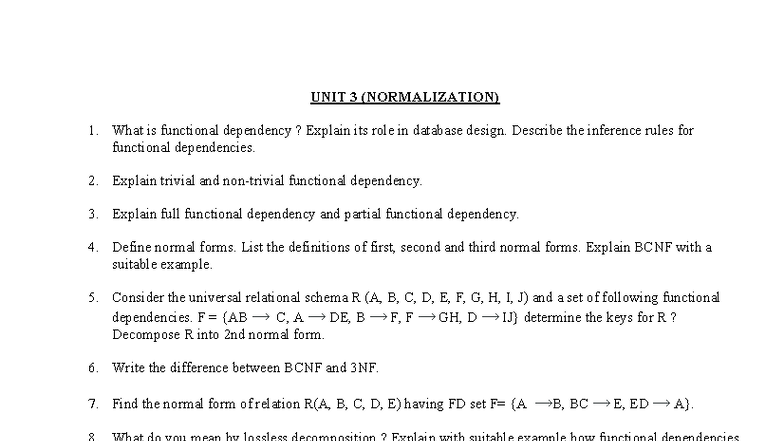 DBMS 101: UNIT 3 Normalization Assignment - Key Concepts & Examples ...