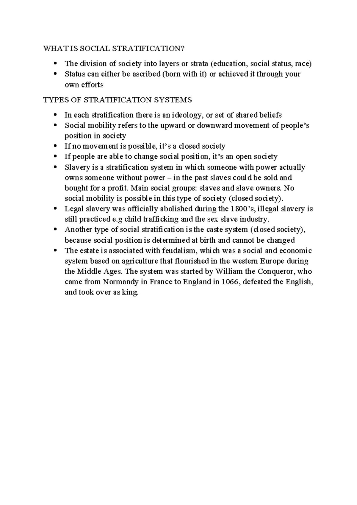 SOC 101: Understanding Social Stratification and Its Systems - Studocu