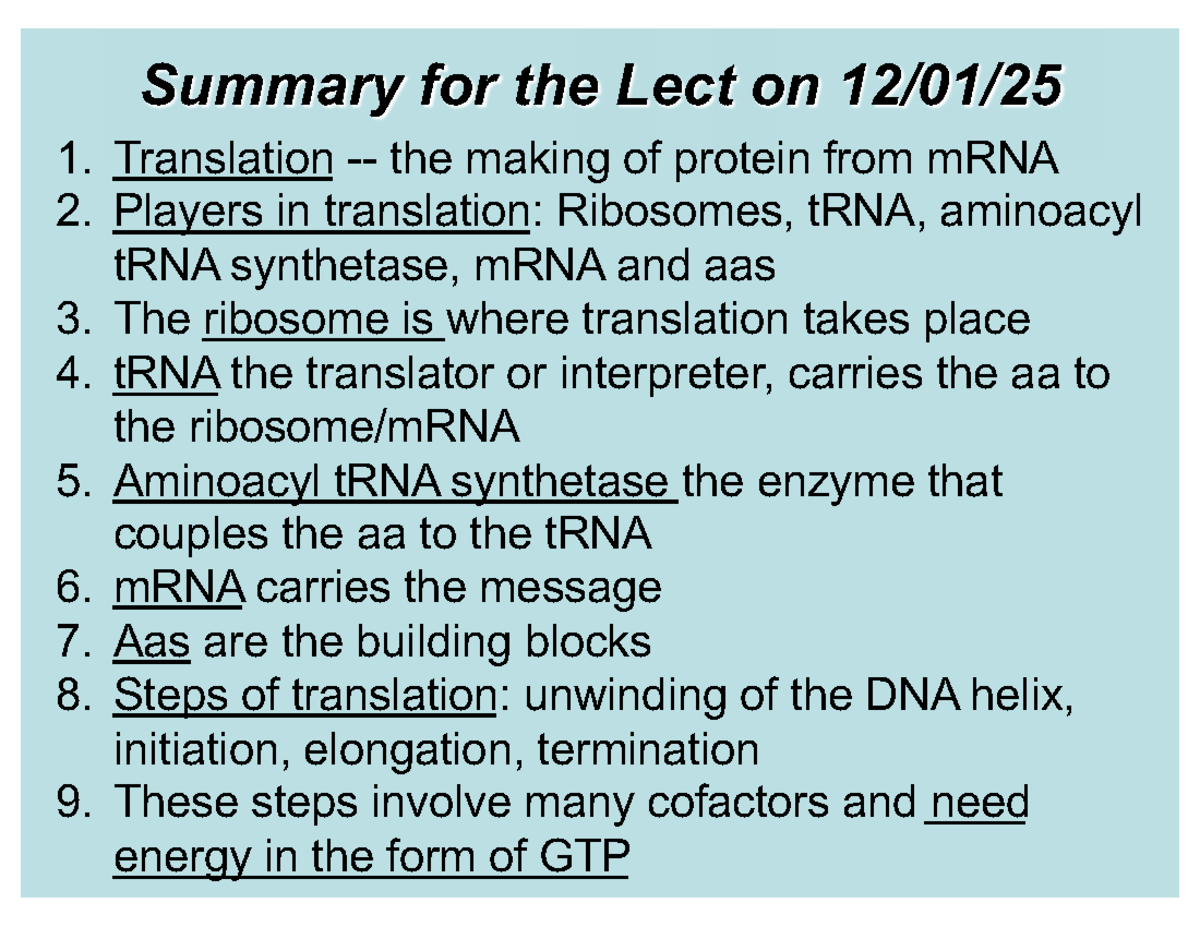 Lecture Summary for 12/01/25: Translation and Exam Tips - Studocu