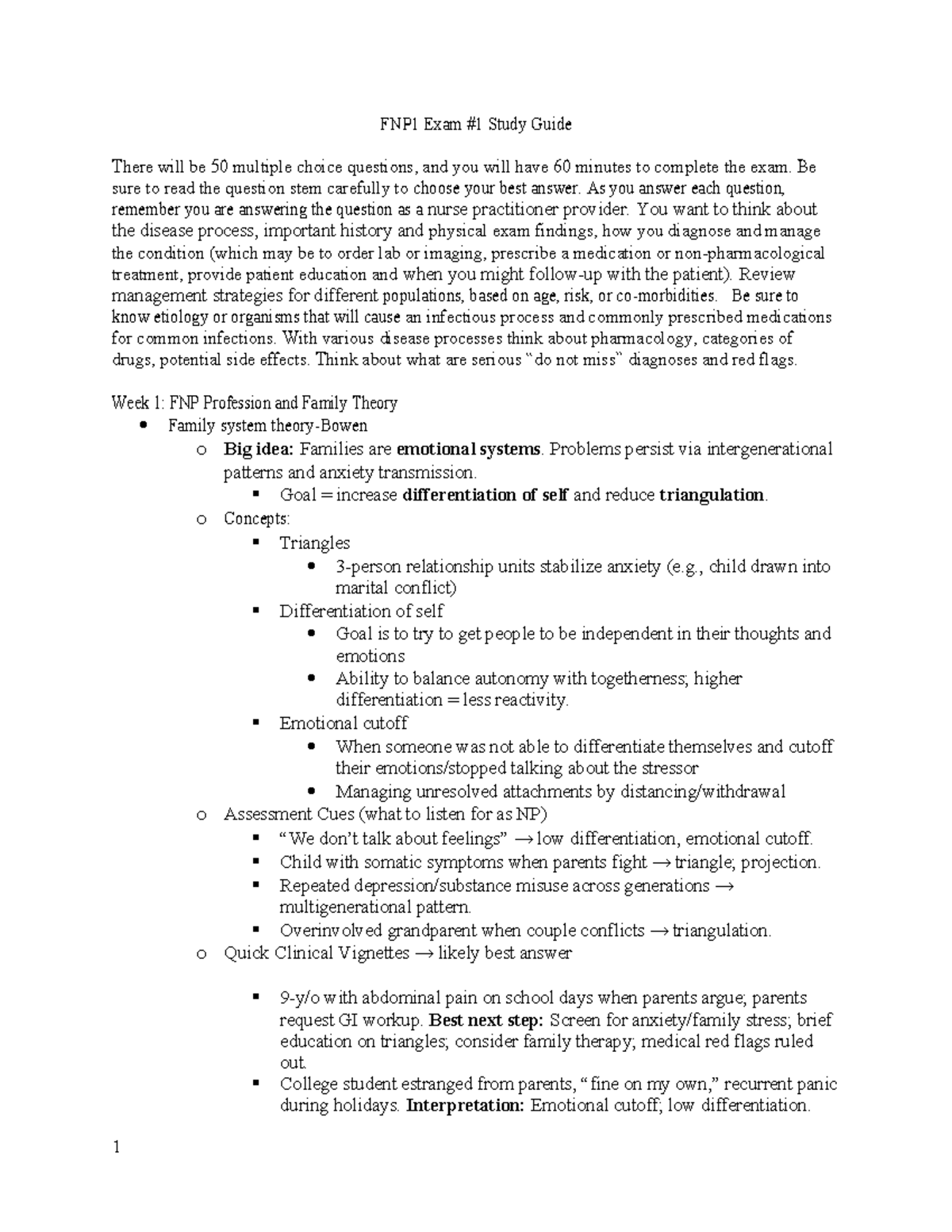 FNP1 Exam Study Guide: Key Concepts and Screening Guidelines - Studocu