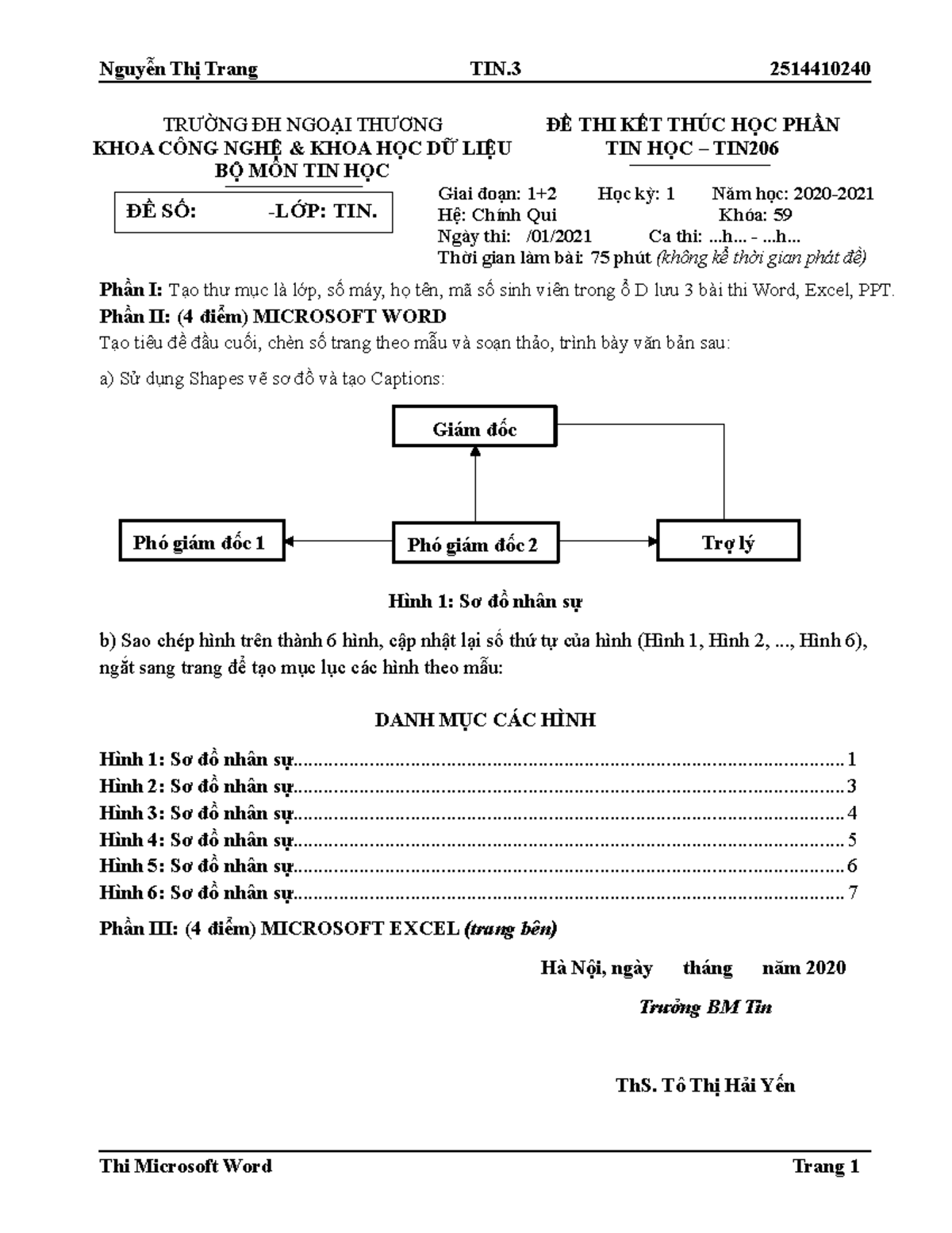 Đề ôn thi kết thúc học phần TIN.206 - Đề số: TIN.2514410240 - Studocu