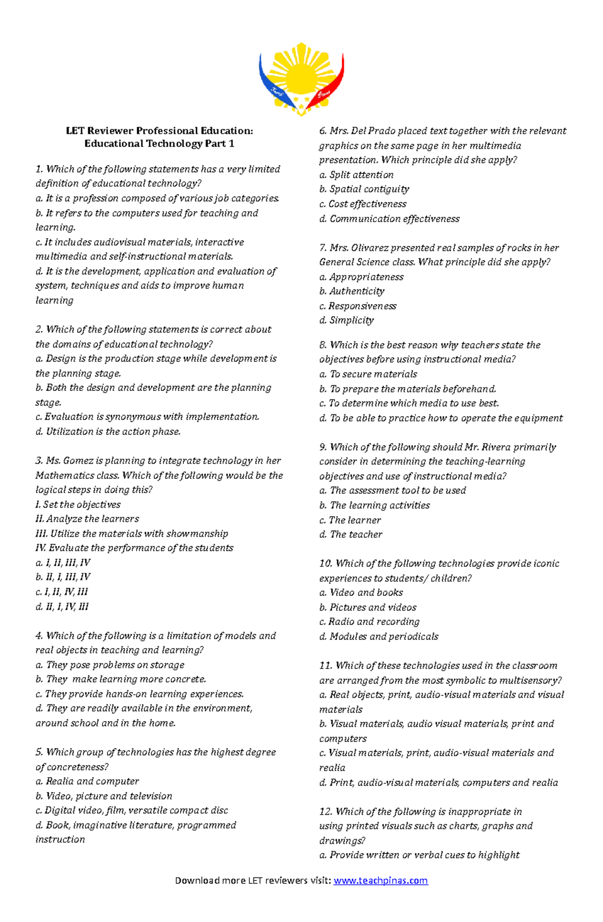 LET Reviewer: Educational Technology Part 1 Guide for Educators - Studocu
