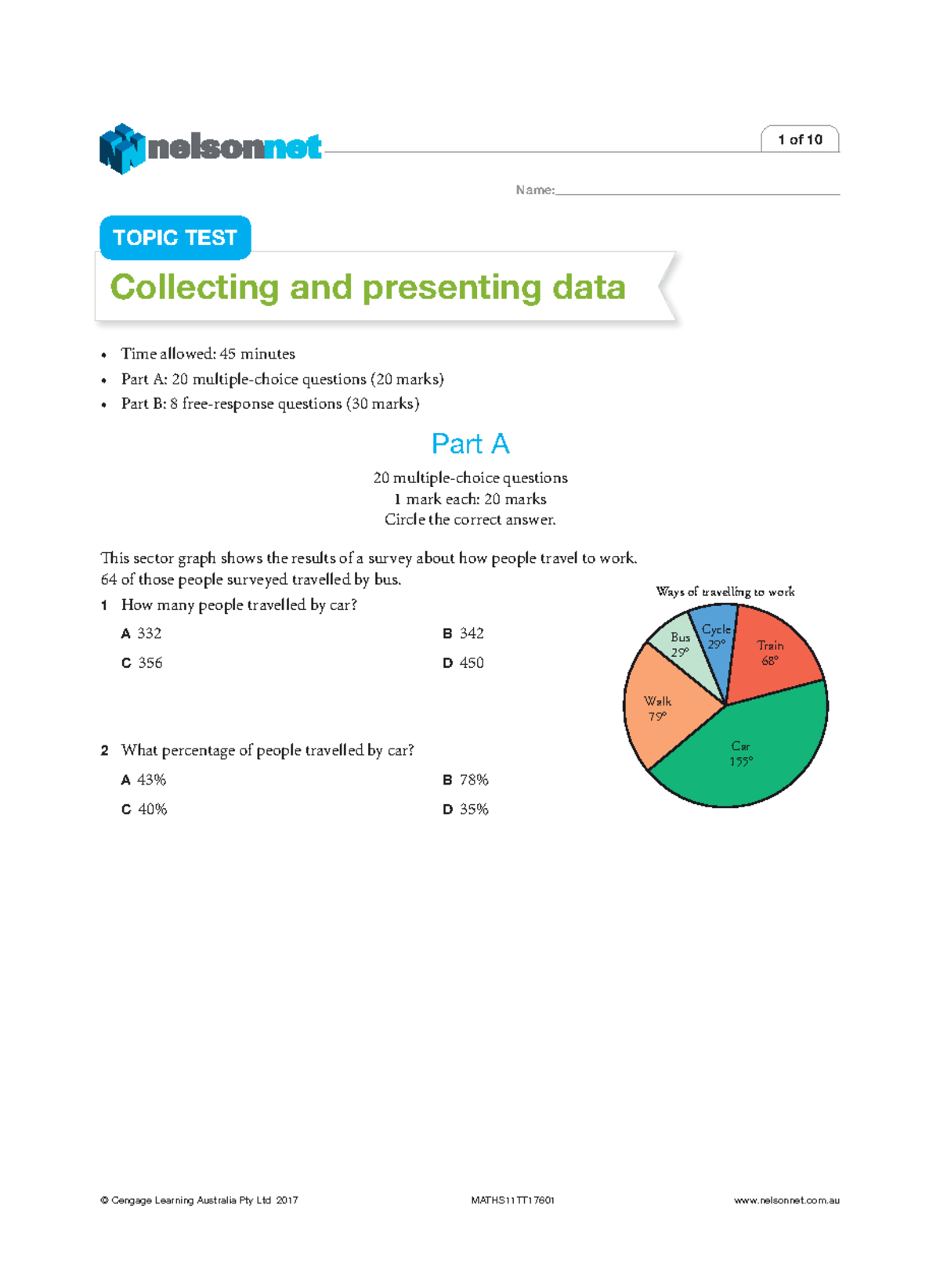 Collecting and representing data topic test - Name: Collecting and ...