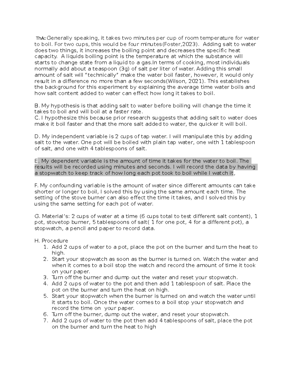 Natural science lab task 1 revised - ThA: Generally speaking, it takes ...