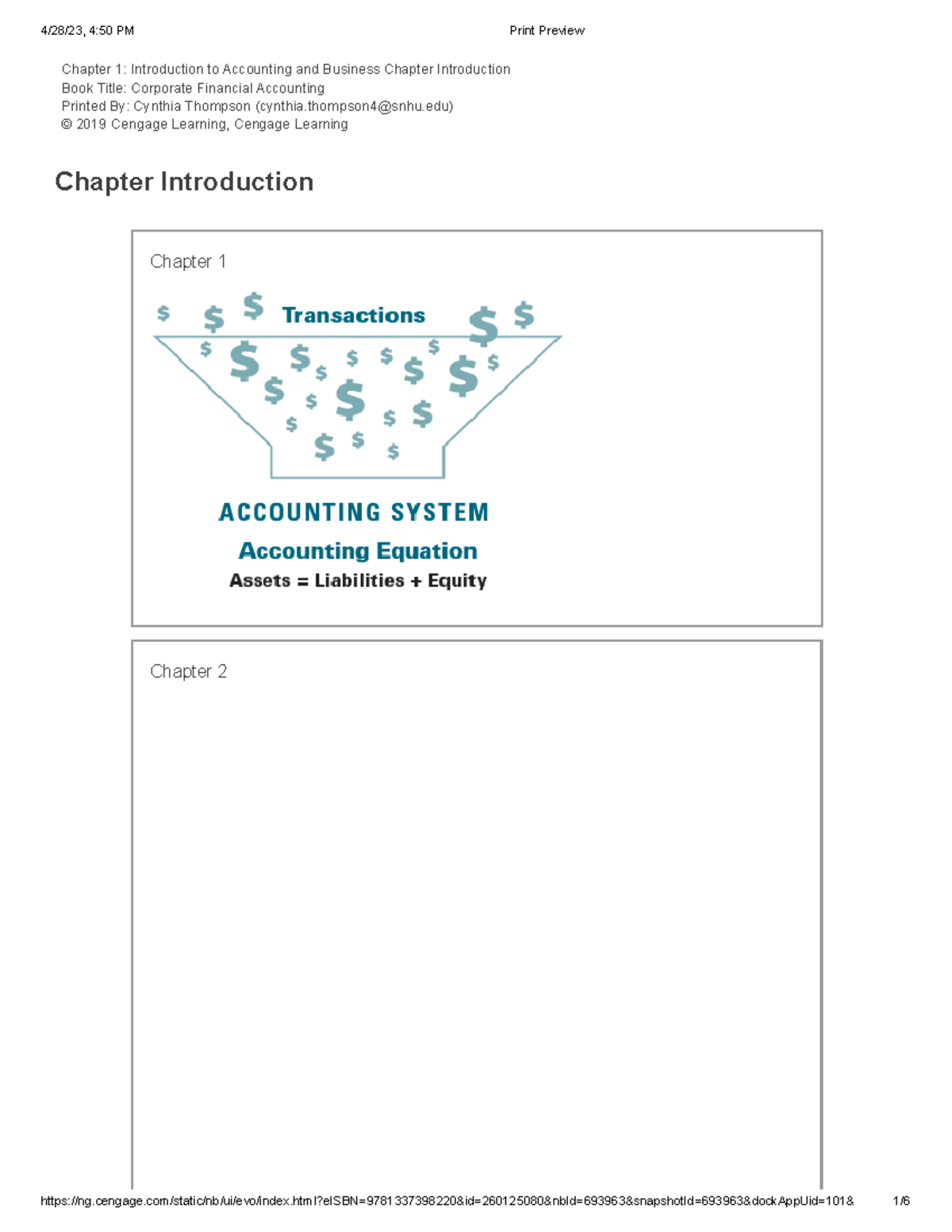 Mind Tap - Cengage Learning - Chapter 1: Introduction to Accounting and ...