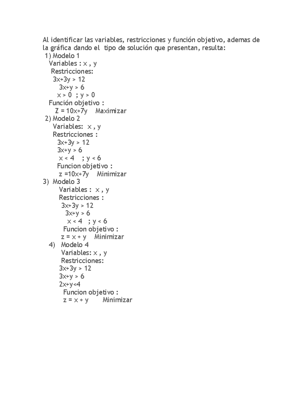 Función objetivo - Ejercicios resueltos - Al identificar las variables ...