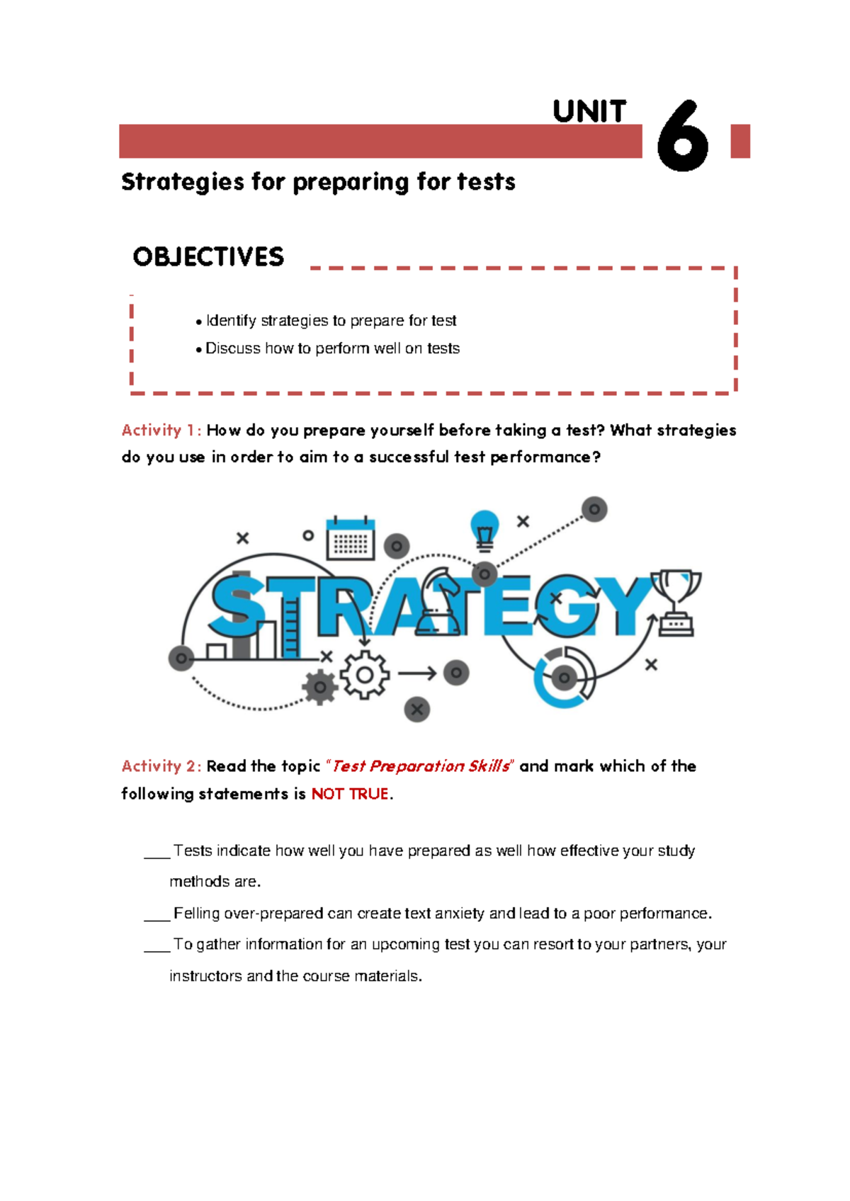 TB studyskills Unit6 - Activity 1: How do you prepare yourself before ...