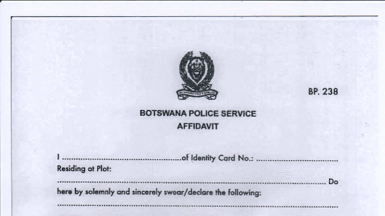 BP. 238 Botswana Police Service Affidavit Template - Studocu