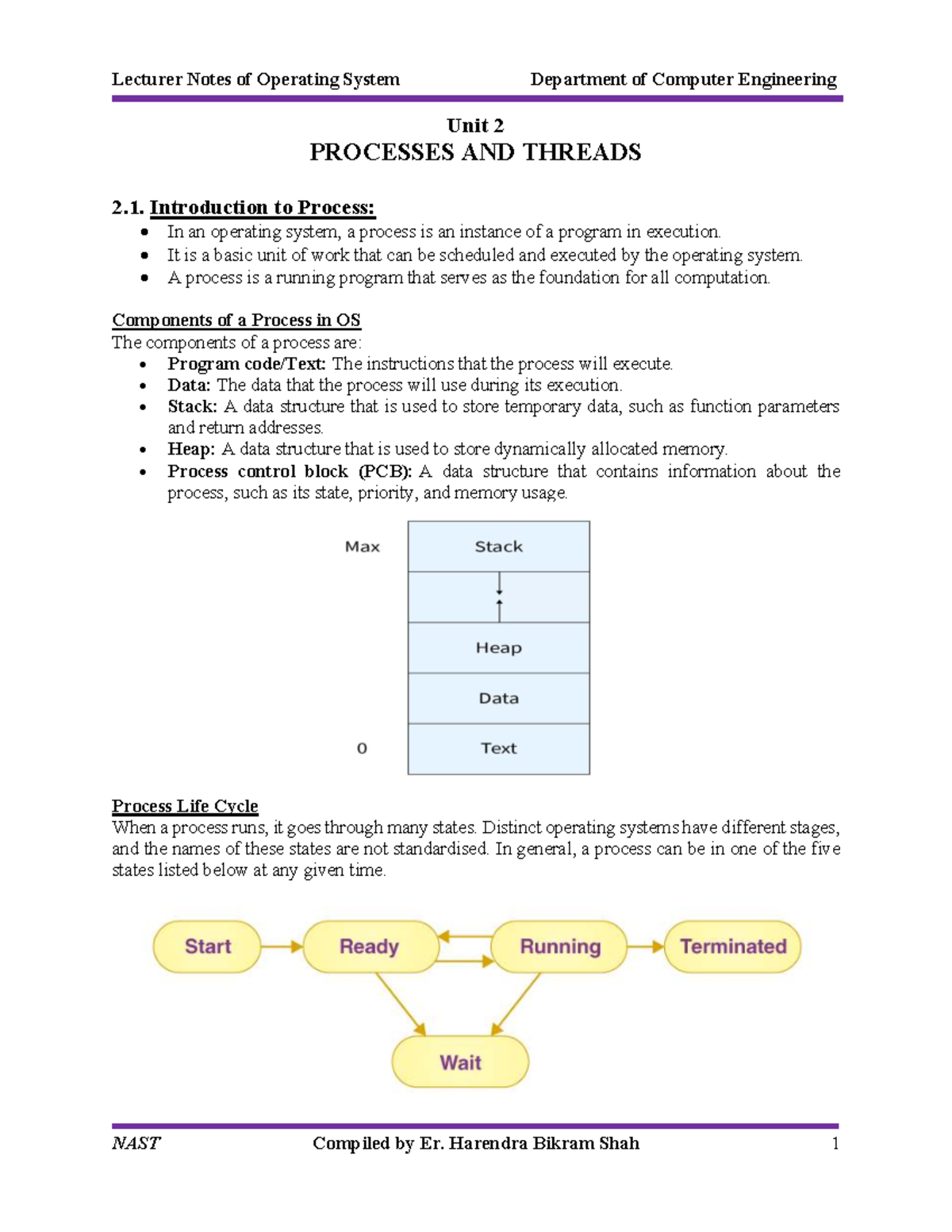 Unit 2: Processes and Threads - Lecturer Notes for Computer Engineering ...