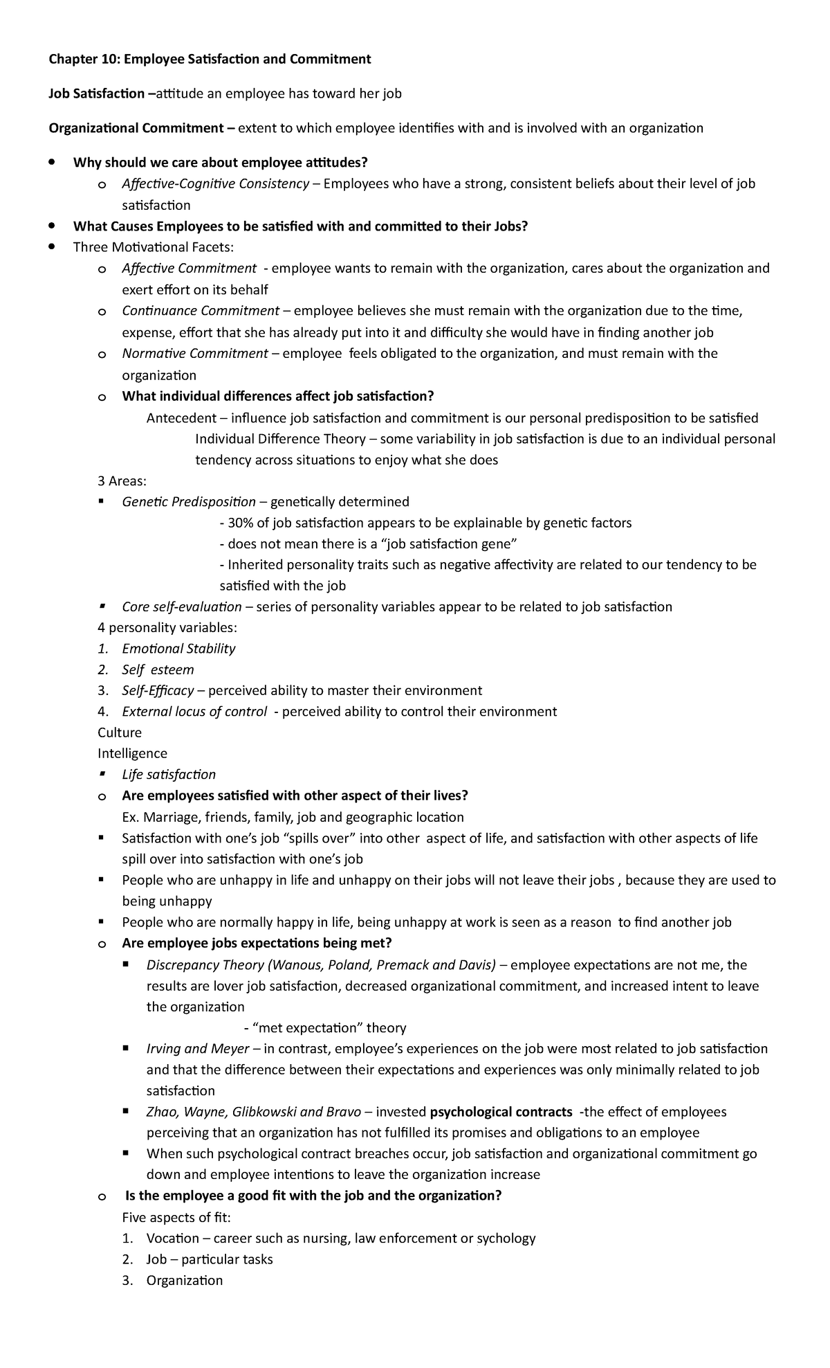 Chapter 10 Industrial Psychology - Chapter 10: Employee Satisfaction ...