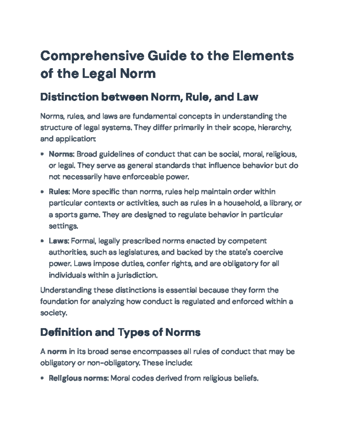 Comprehensive Guide to Legal Norms: Distinctions and Applications - Studocu