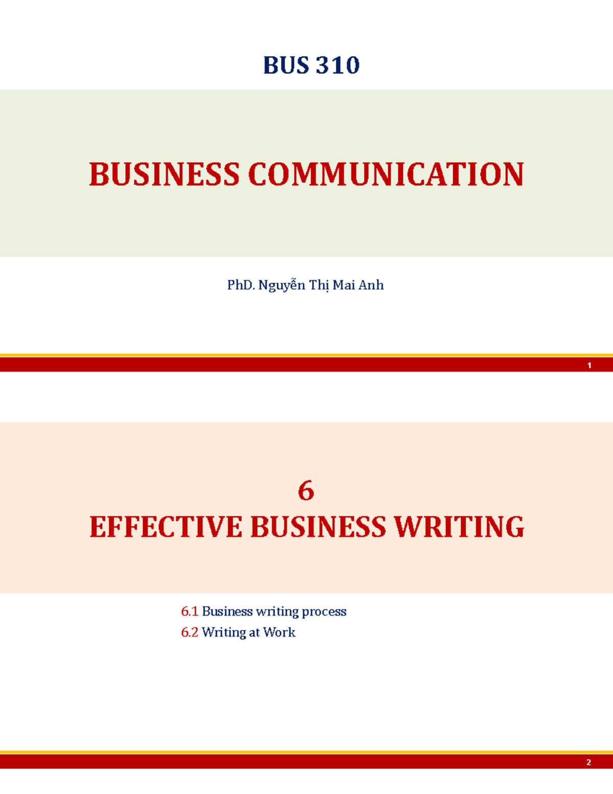 Writing - Business Communication - 1 BUSINESS COMMUNICATION PhD. Nguyễn ...