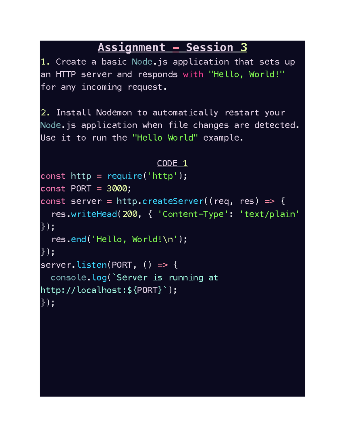 Assignment-3 - Code - Assignment - Session 3 Create a basic Node ...