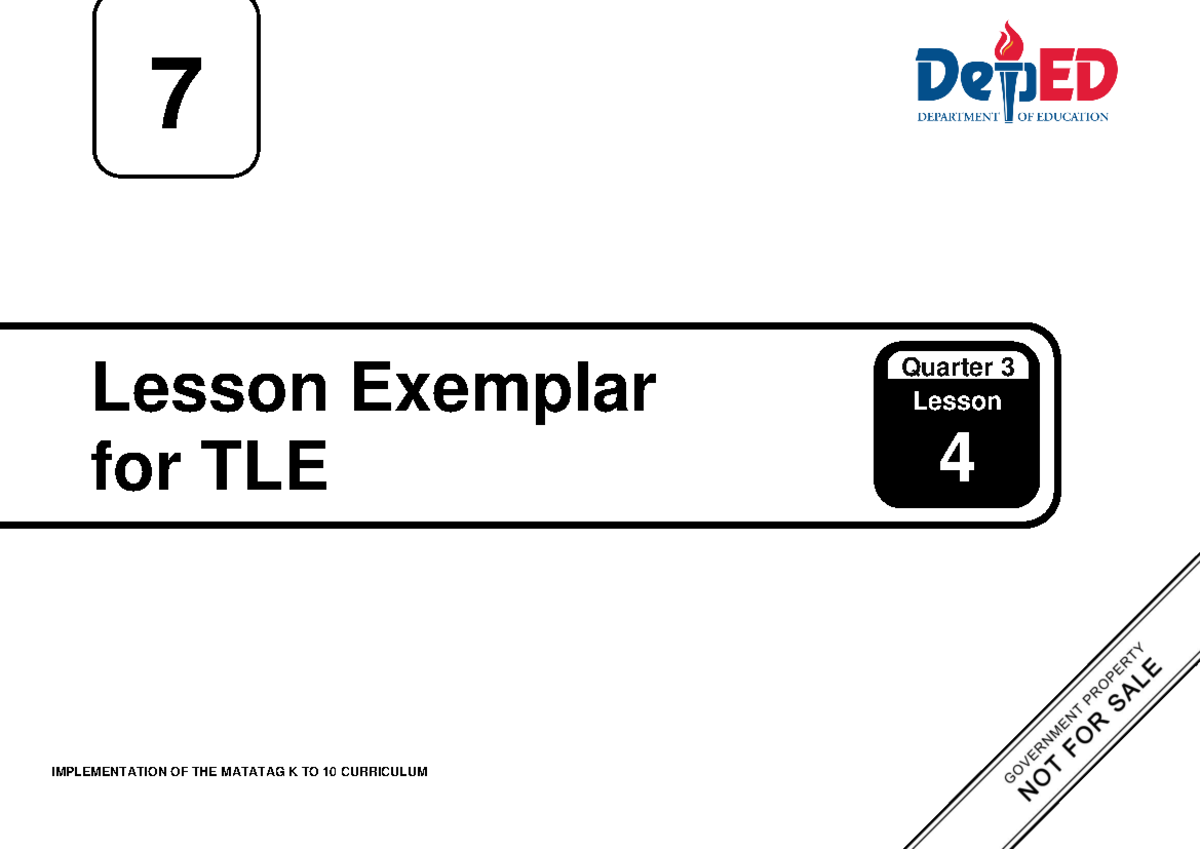 Q3 LE TLE-7 Lesson-4 Week-4 - IMPLEMENTATION OF THE MATATAG K TO 10 ...