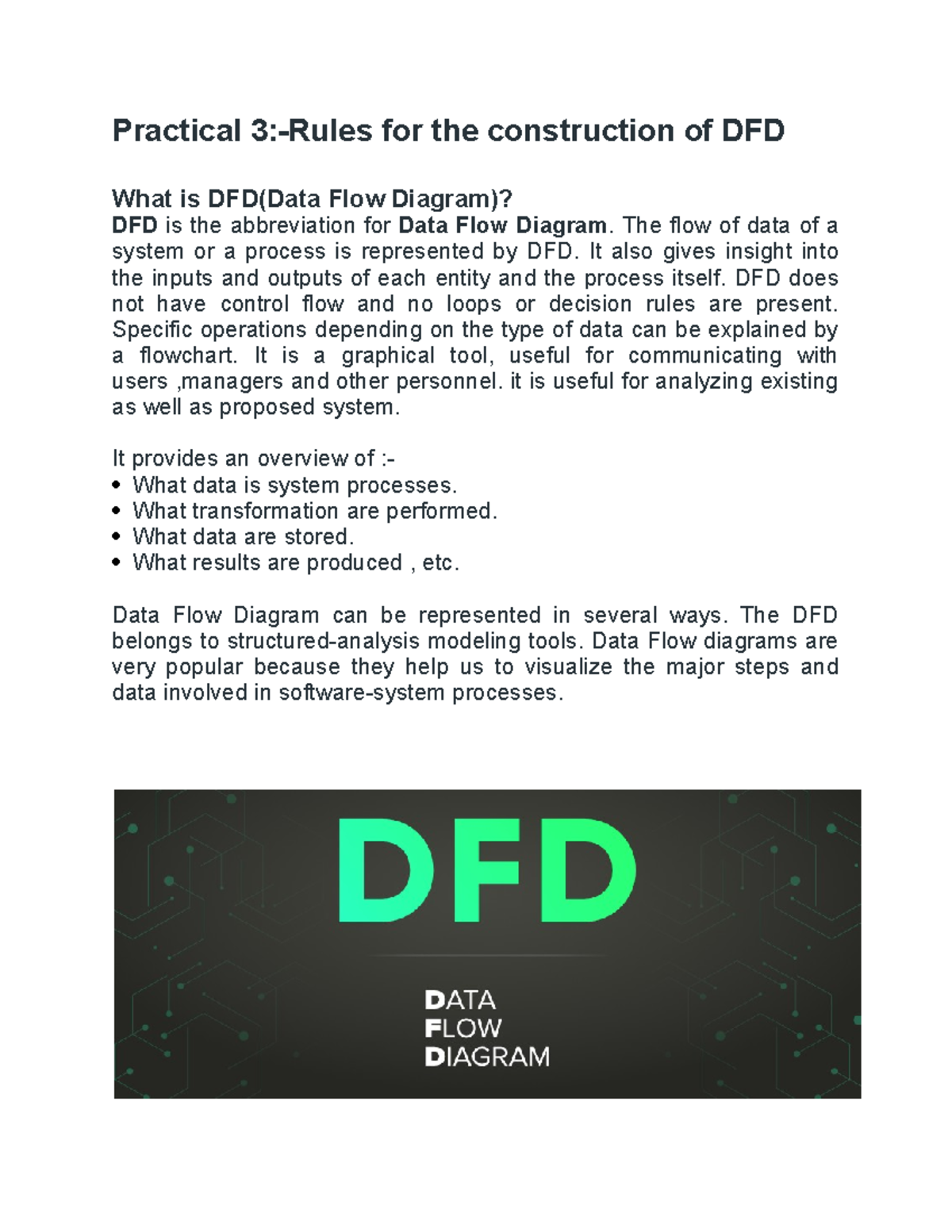 Practical 3 SE: Understanding Data Flow Diagrams (DFD) and Their Uses - Studocu