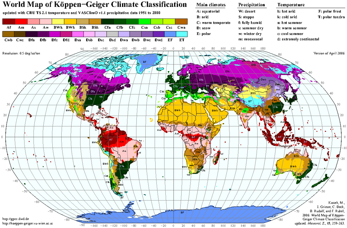 Köppen Climate Classification Map (Updated 2006) - Studocu