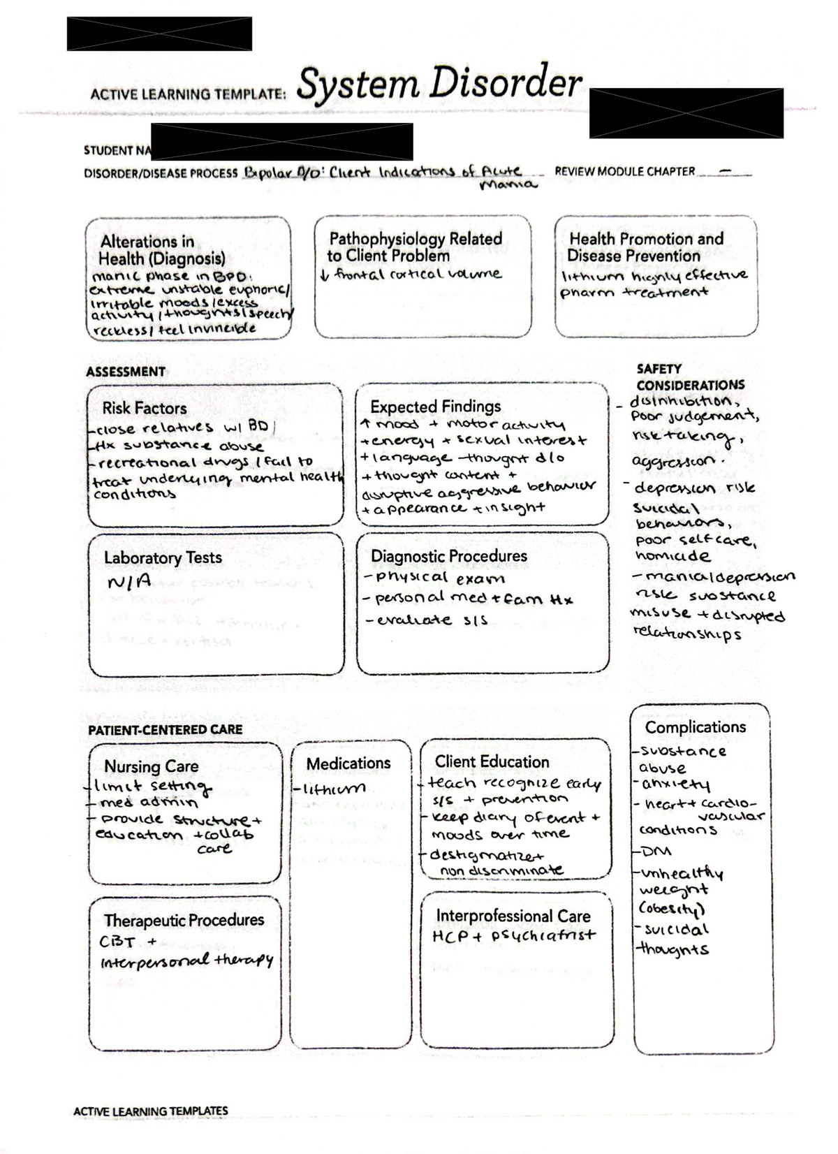 ATI.PROC - ..... - ACTIVE LEARNING TEMPLATE: System Disorder STUDENT NA ...