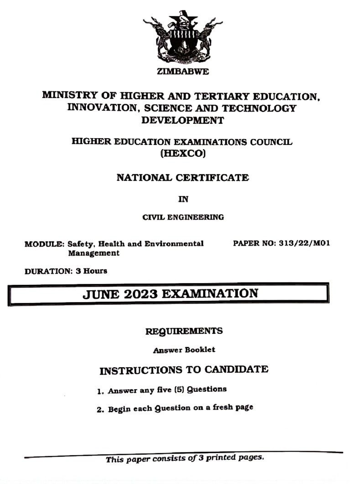 HEXCO National Certificate in Civil Engineering: Safety, Health ...