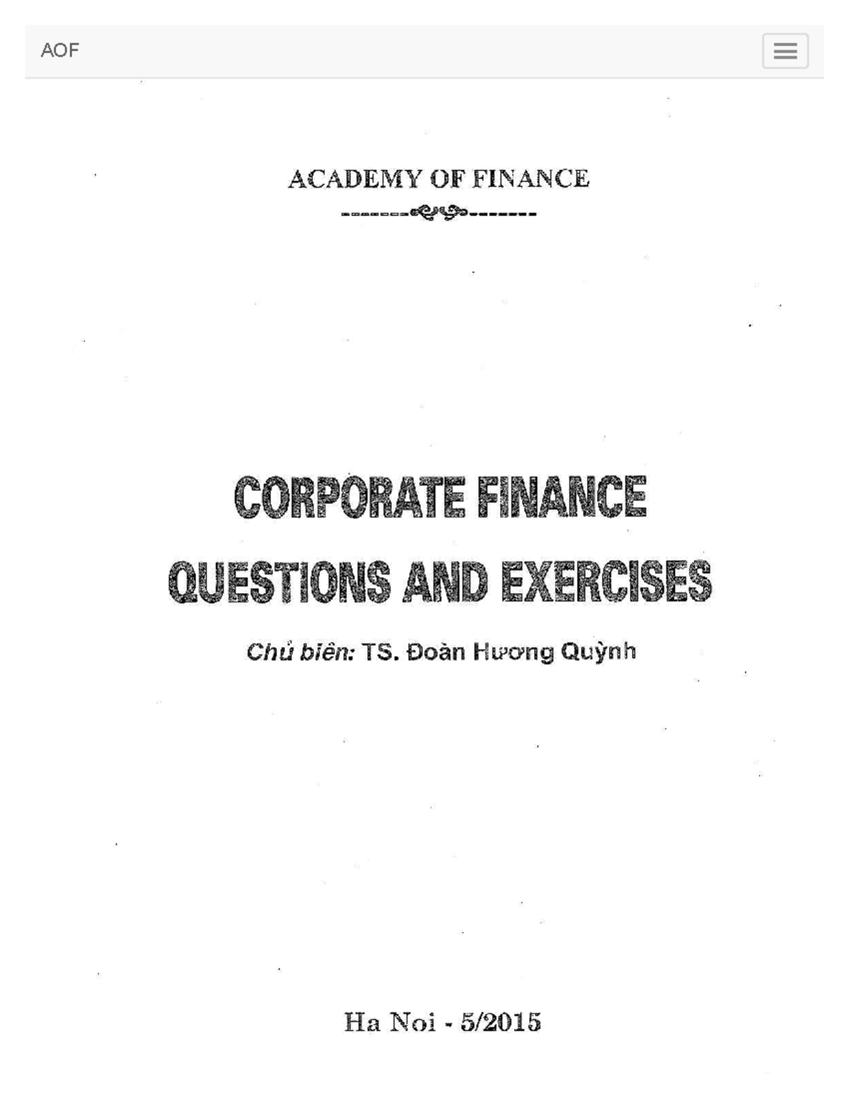 Corporate Finance Exercises: Practice Problems and Solutions - Studocu