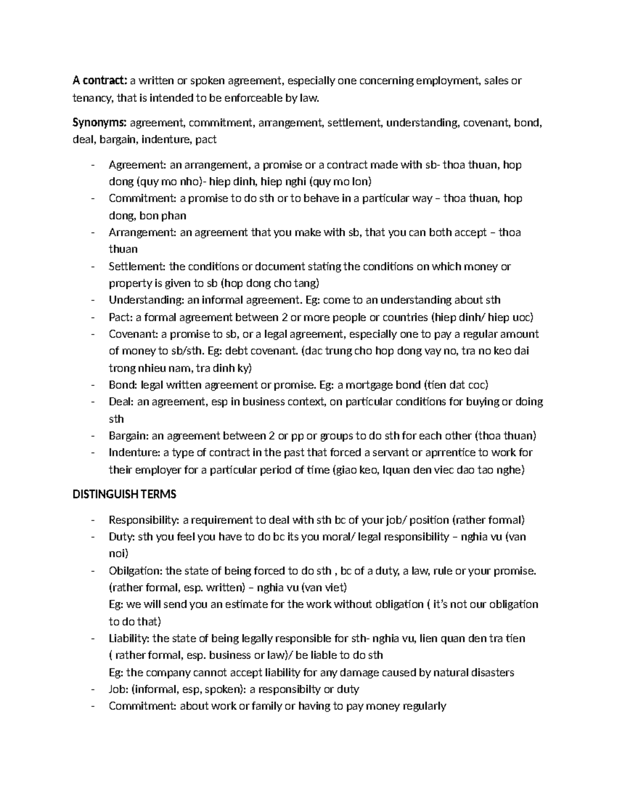 Contract Terminology and Definitions: A Comprehensive Guide - Studocu