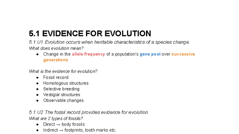 5.1 Evidence for Evolution: Fossils, Natural Selection, and Cladistics ...